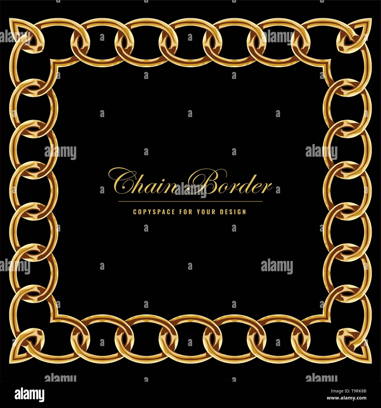 Golden Chain Square Border Frame. Rectangle Border with golden color ...