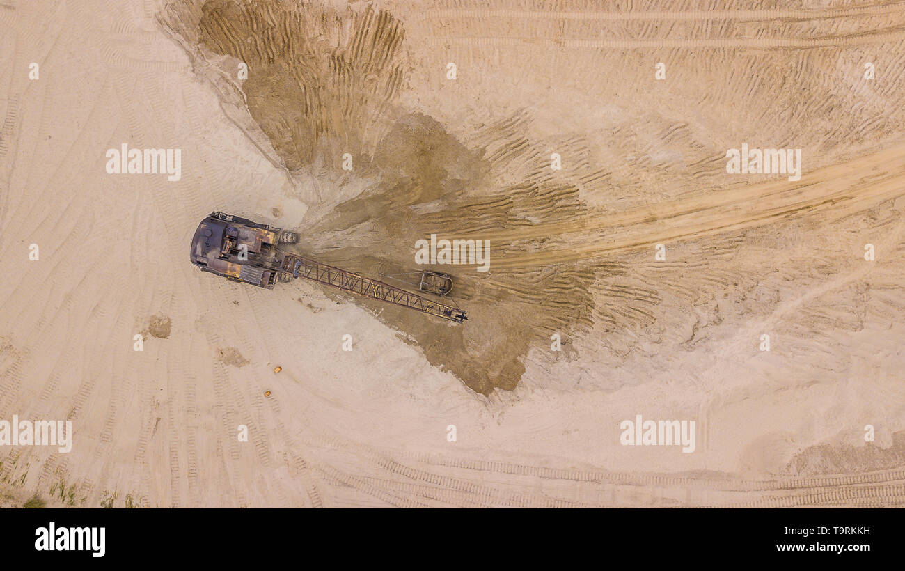 Open pit mine, extractive industry for coal, top view aerial drone ...