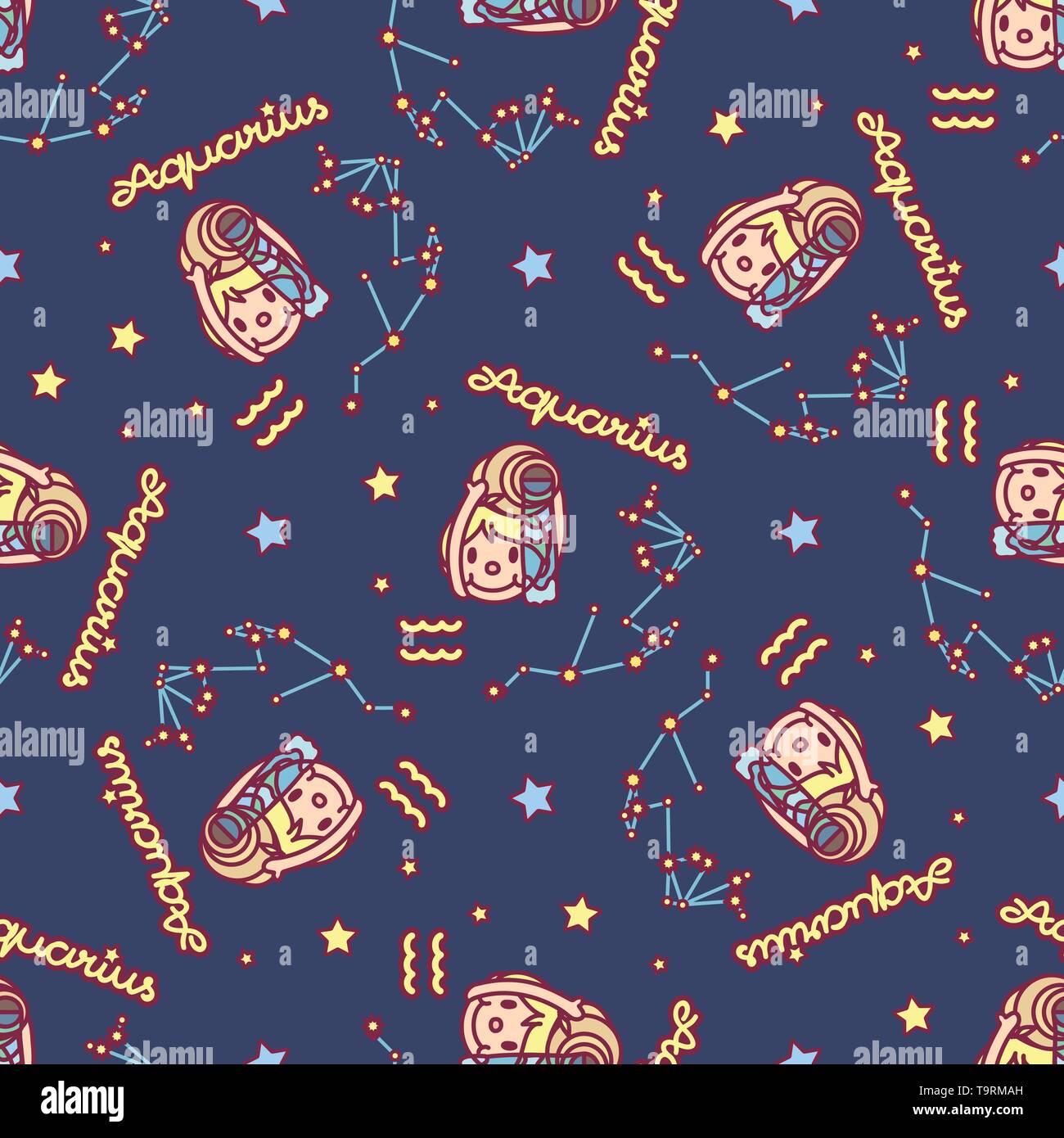 vector seamless pattern cute Zodiac concept art Stock Vector Image ...