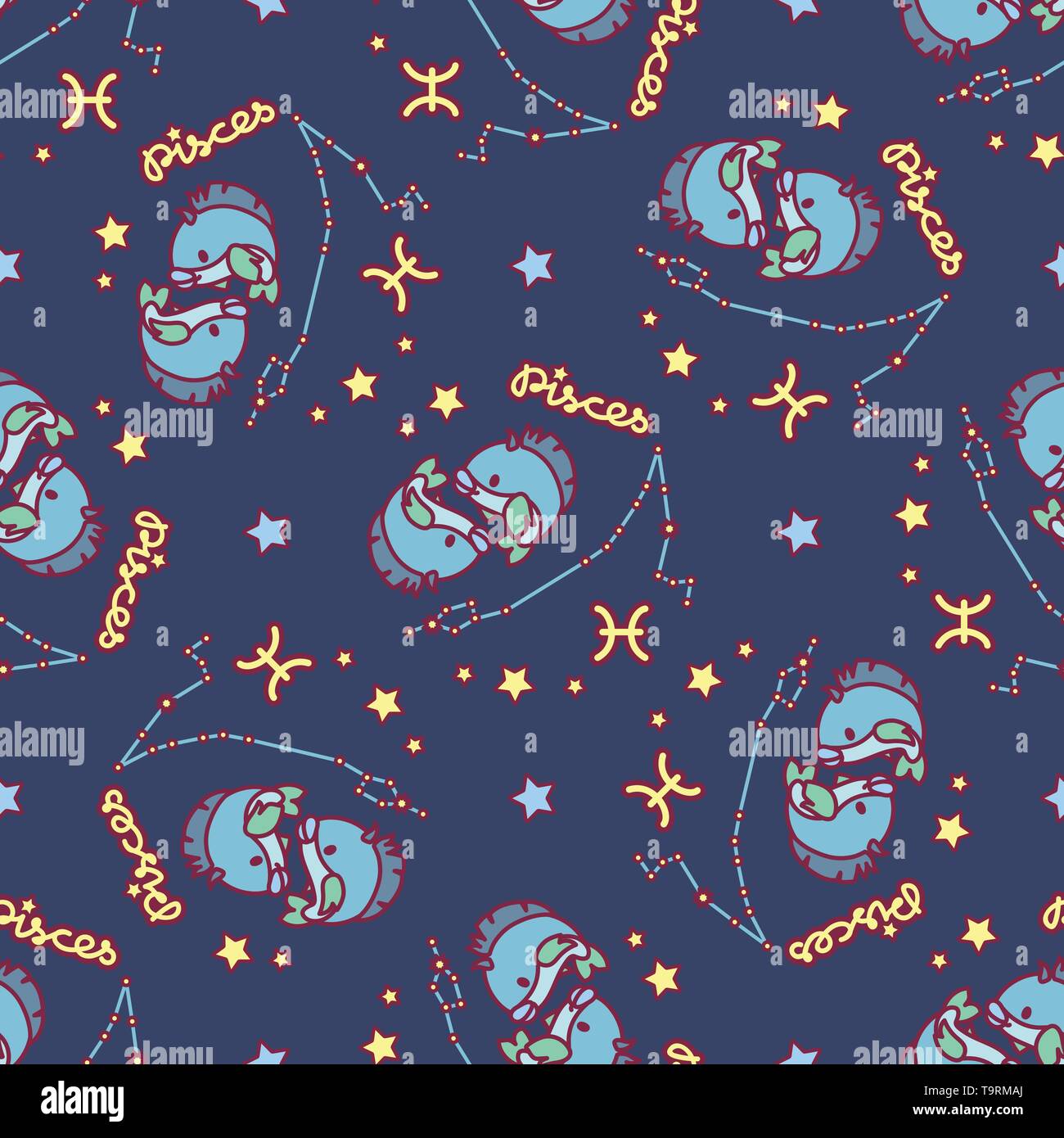 vector seamless pattern cute Zodiac concept art Stock Vector Image ...