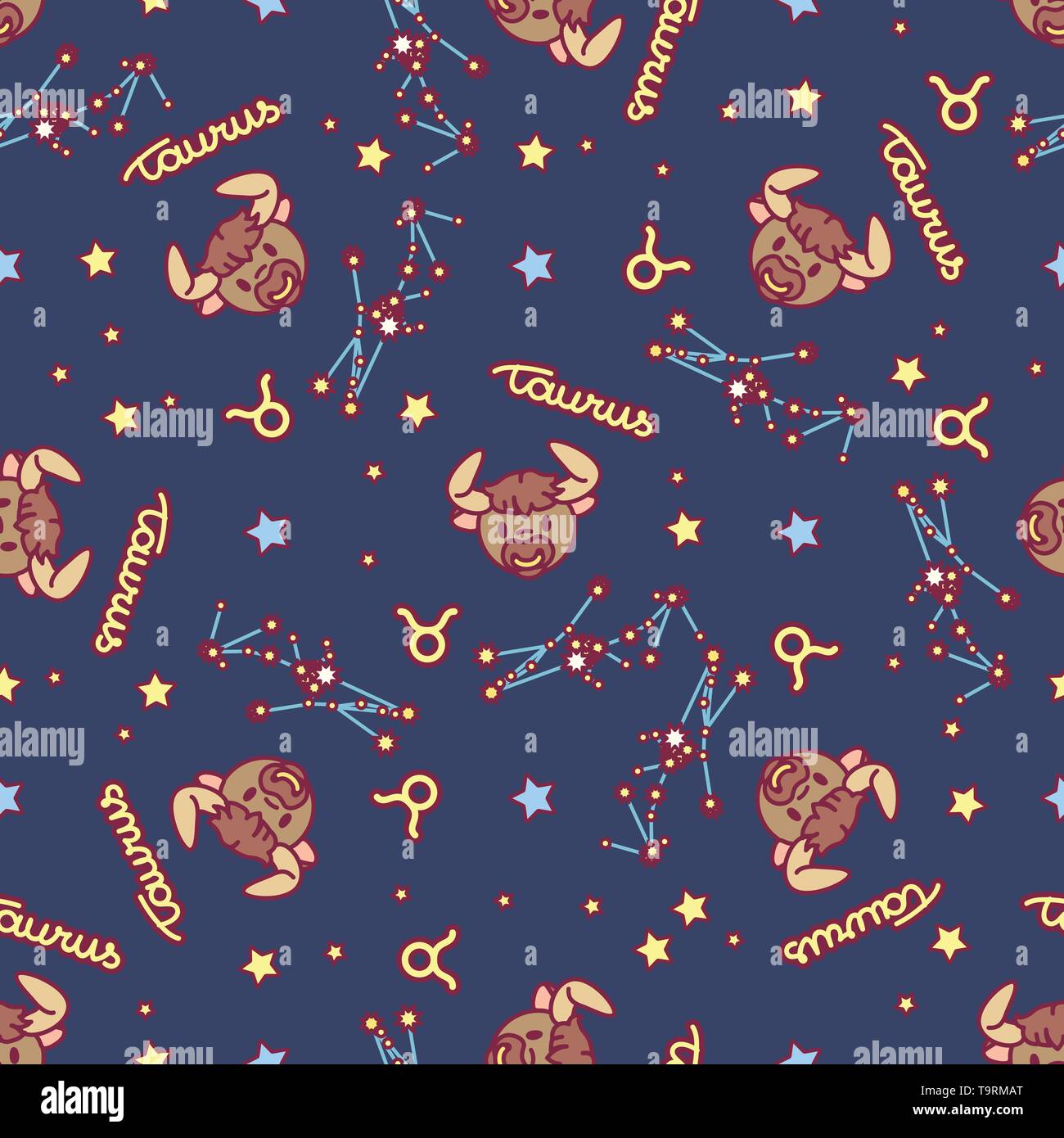 vector seamless pattern cute Zodiac concept art Stock Vector Image ...