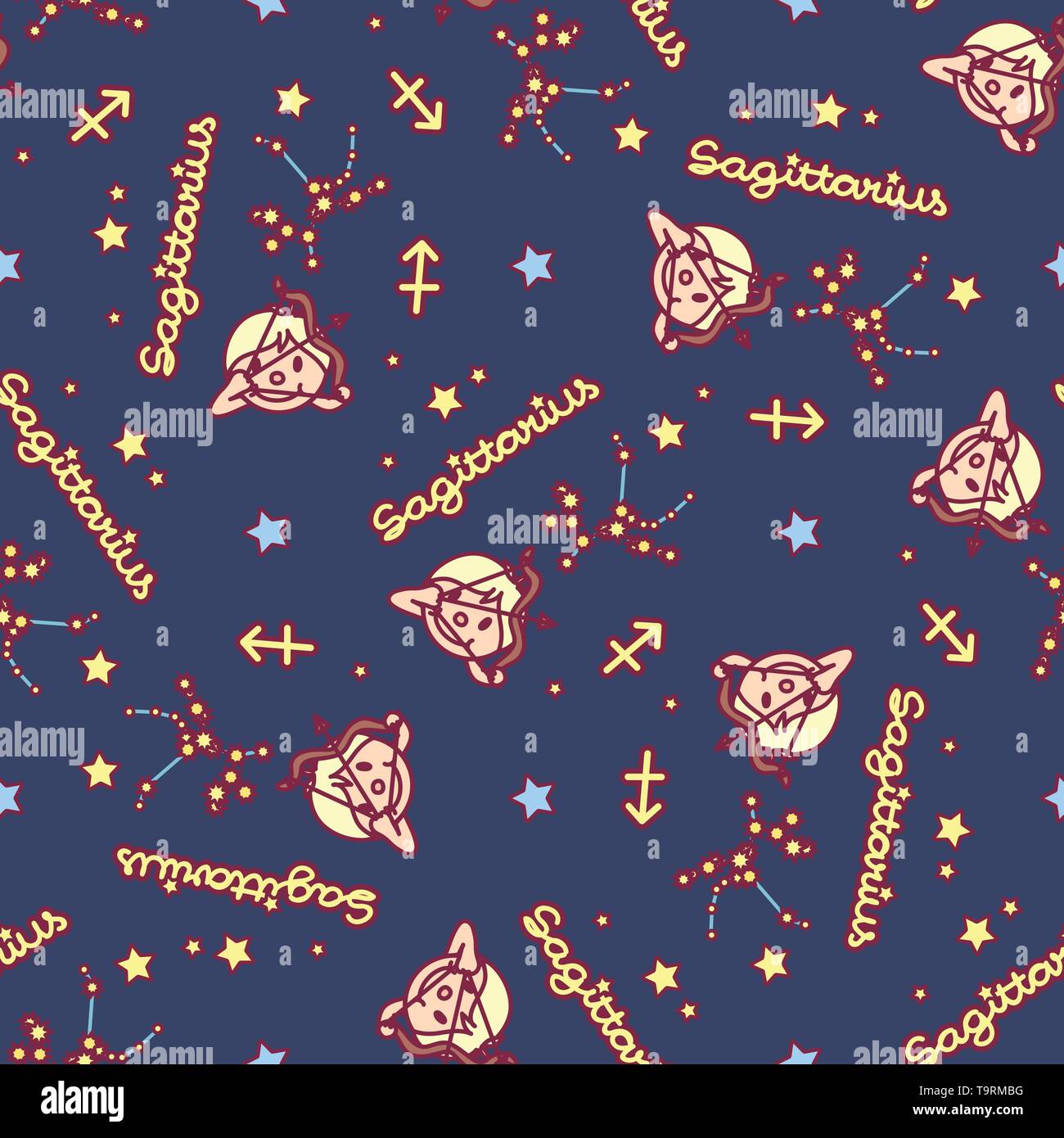 vector seamless pattern cute Zodiac concept art Stock Vector Image ...