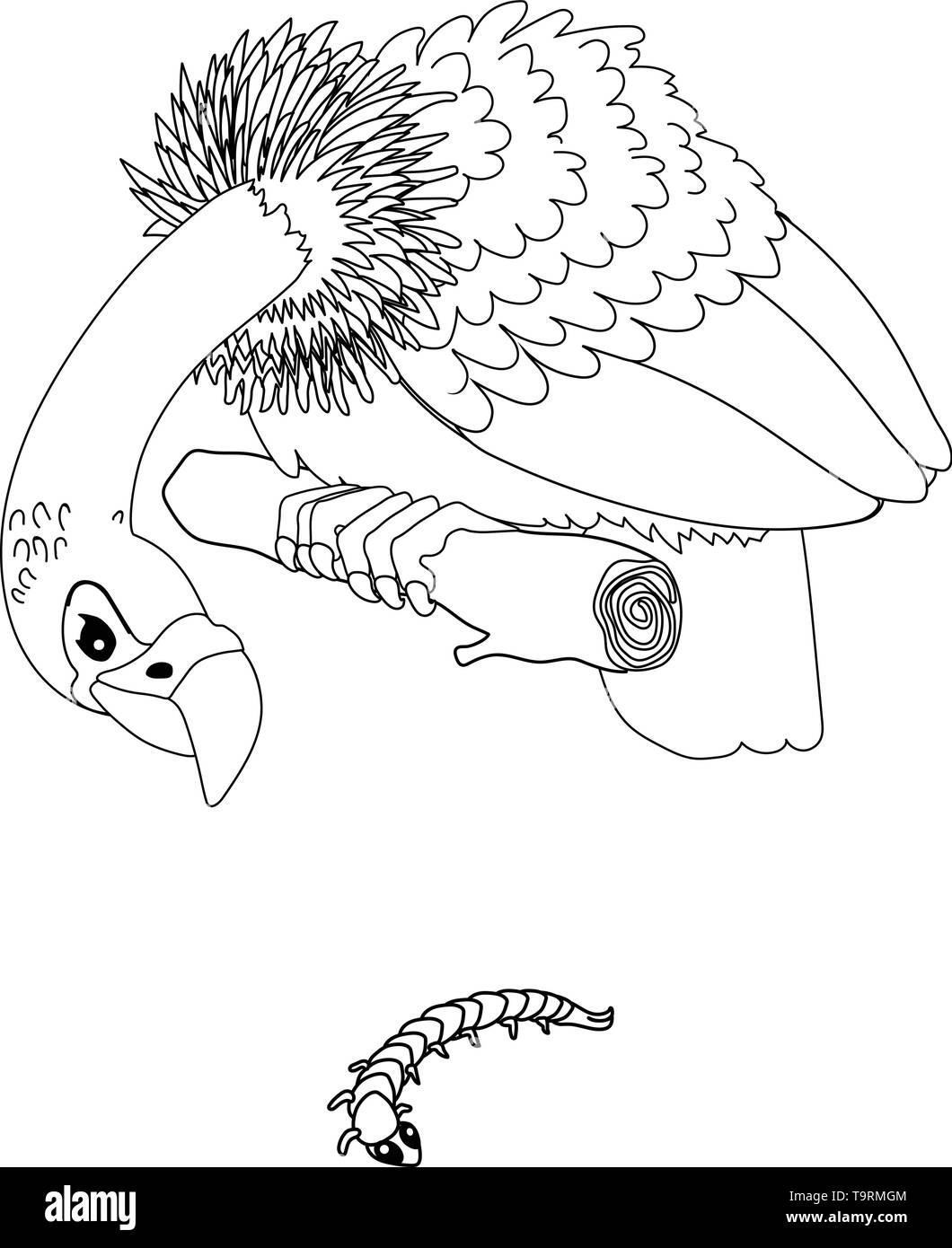 vector line cartoon animal clip art predator vulture Stock Vector Image ...