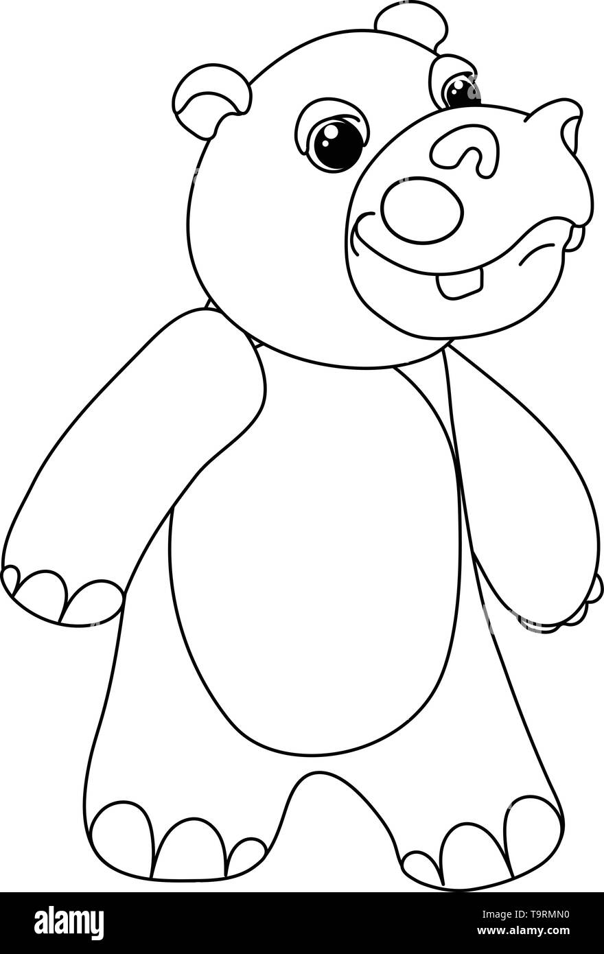 vector line cartoon animal clip art hippopotamus hippo Stock Vector ...