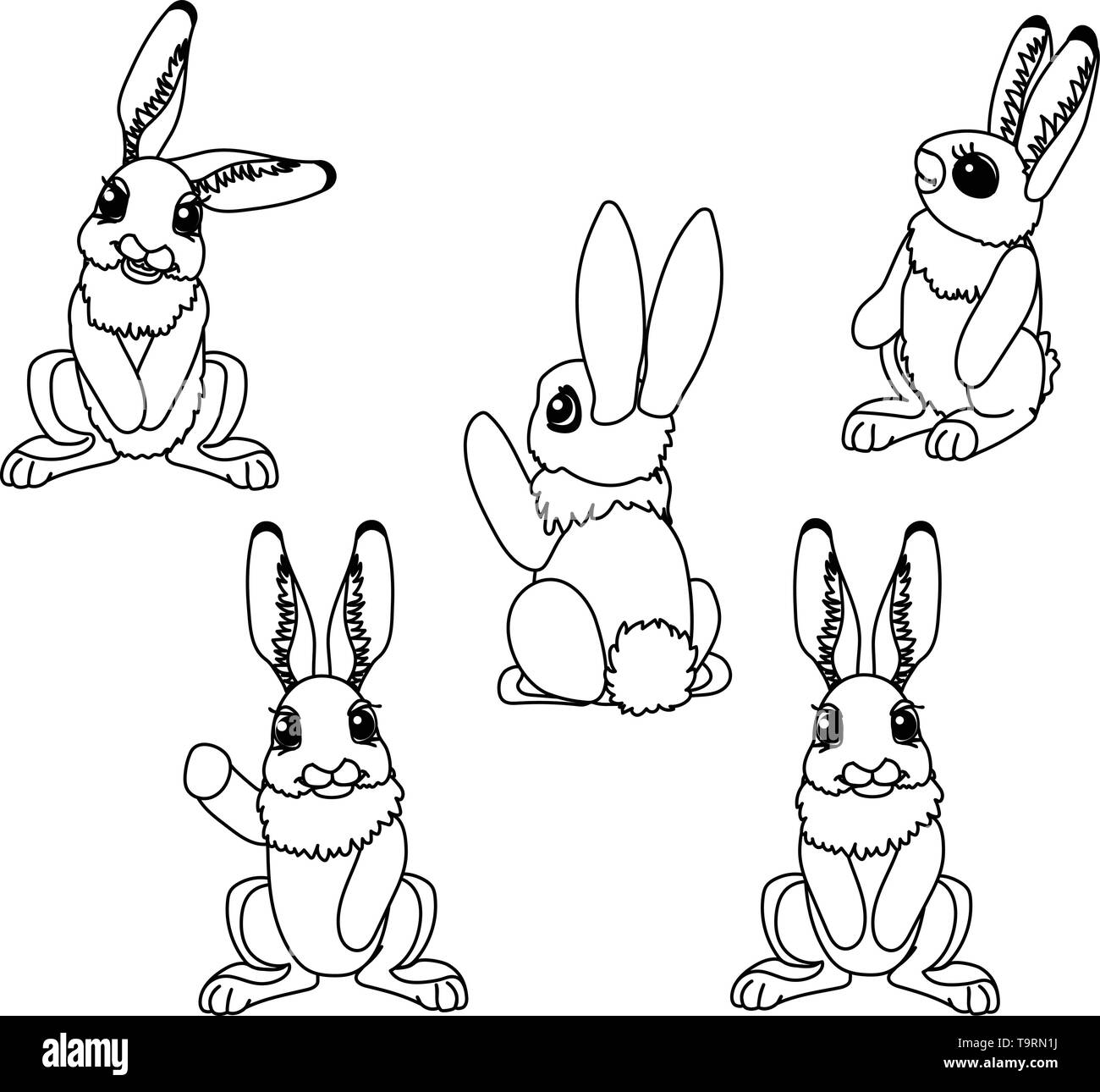 Rabbit Cartoon Black and White Stock Photos & Images - Alamy