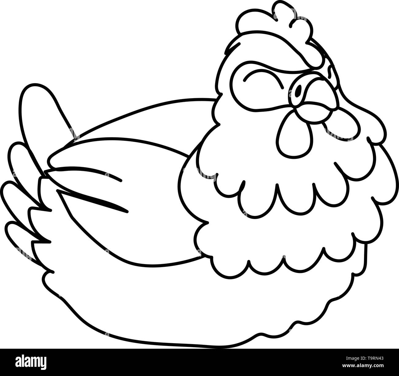 vector line cartoon animal clip art laying hen Stock Vector Image & Art ...
