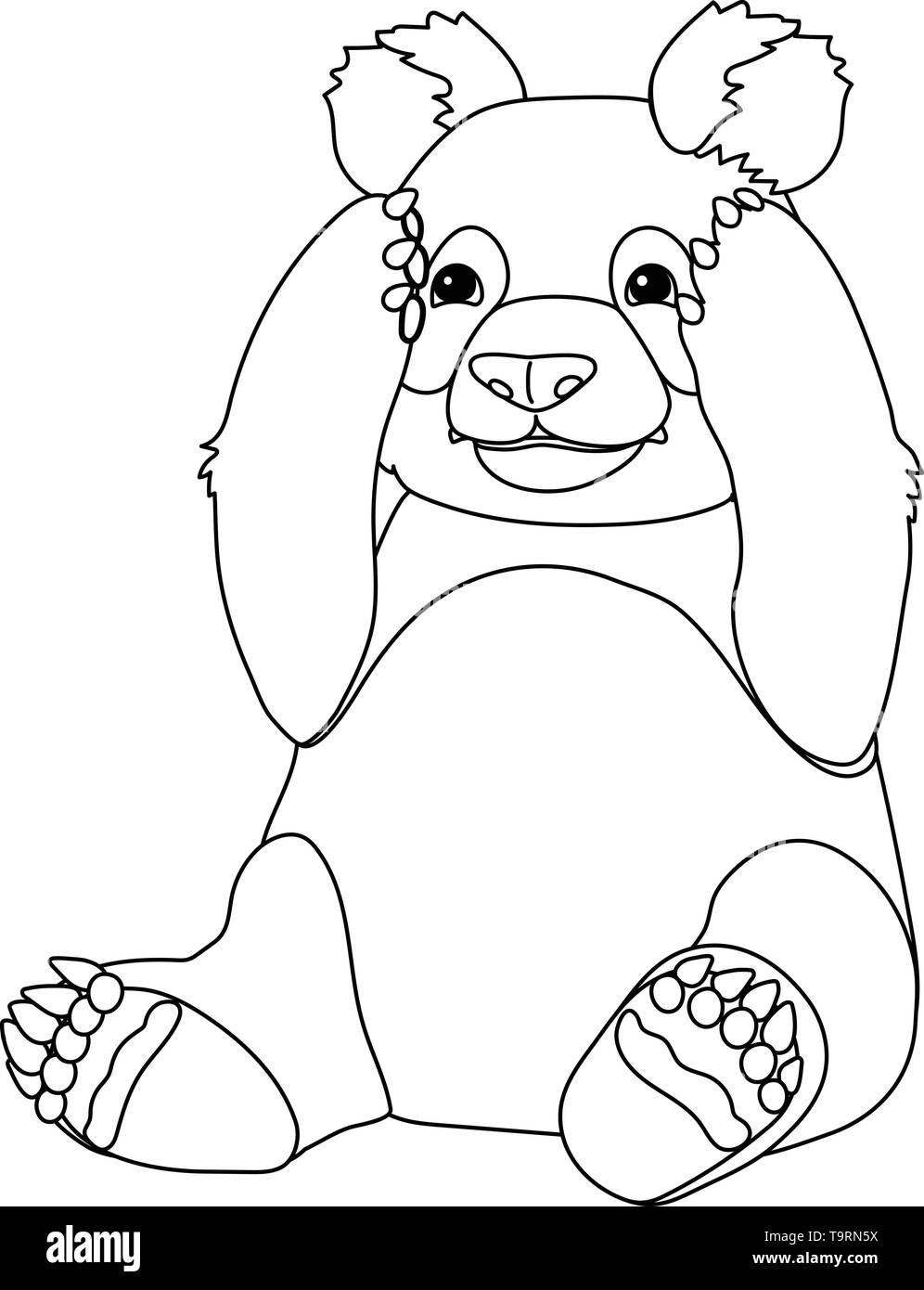 vector line cartoon animal clip art sitting giant panda Stock Vector ...