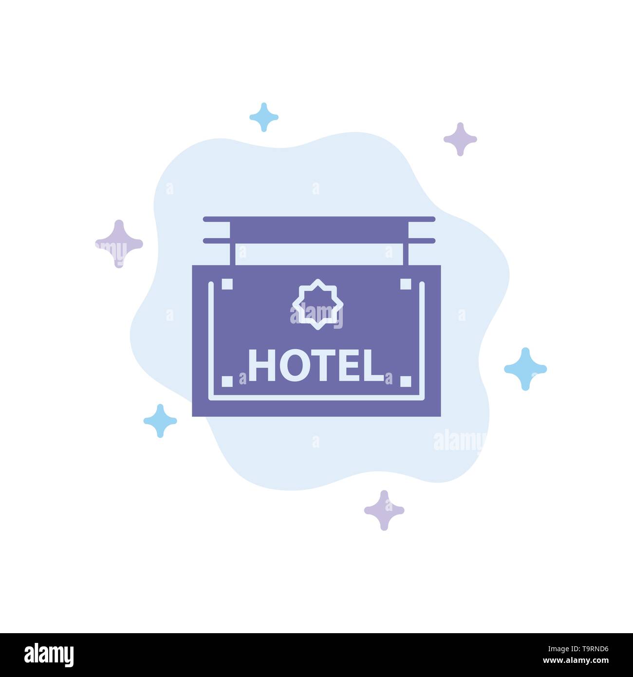 Hotel, Sign, Board, Direction Blue Icon on Abstract Cloud Background ...