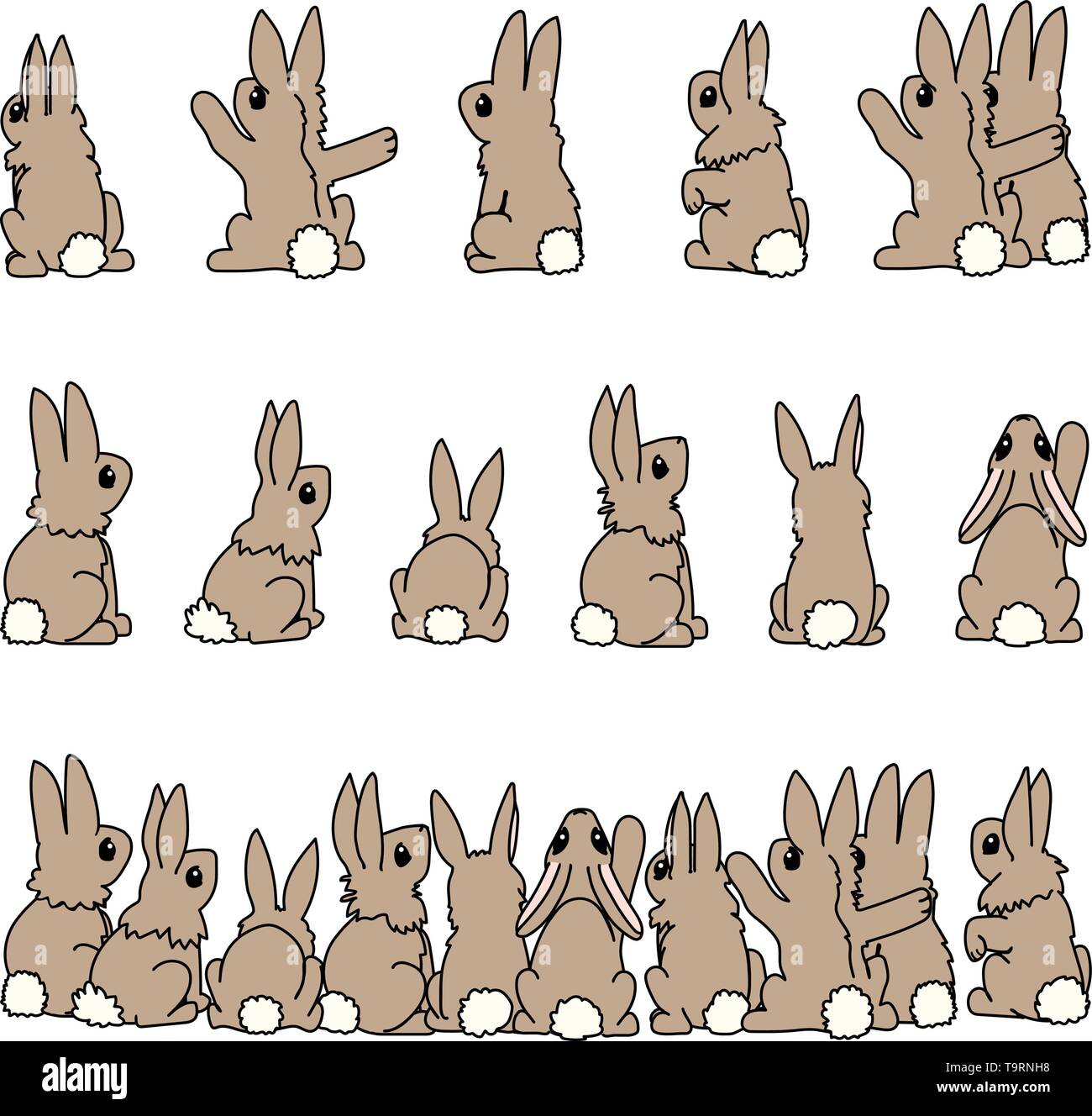vector scandi cartoon animal clip art rabbits set Stock Vector Image ...