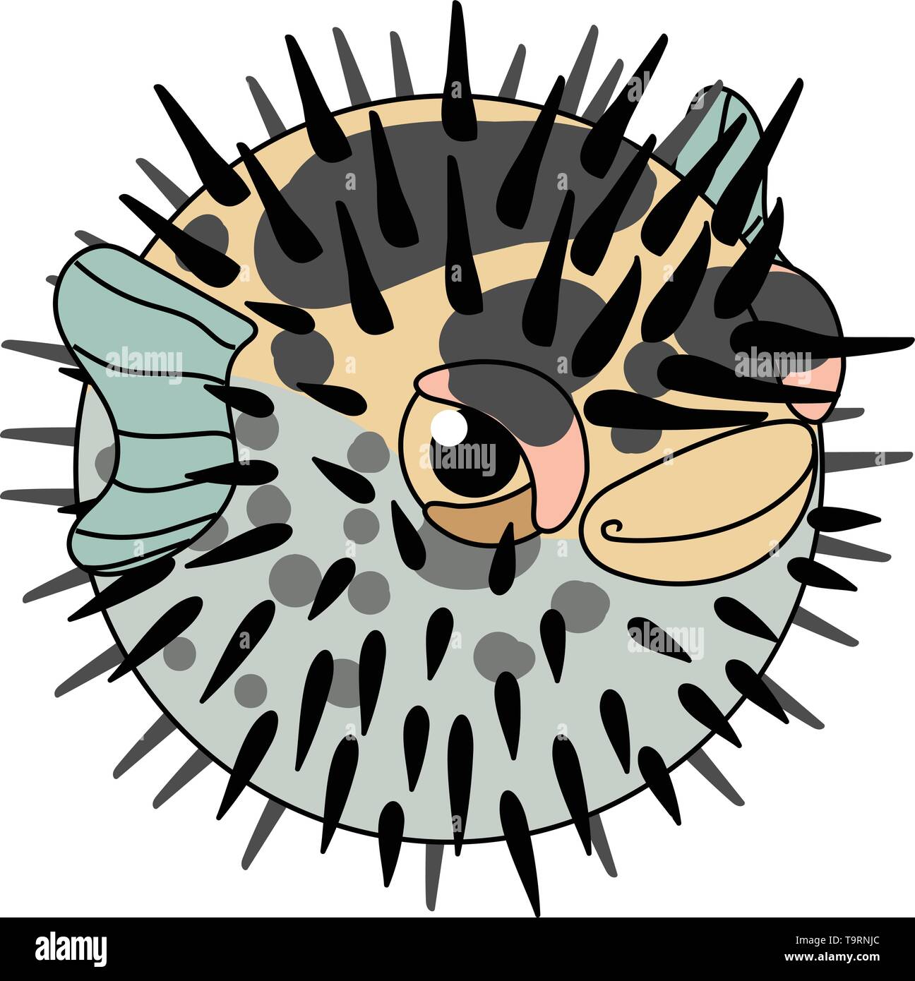 vector scandi cartoon animal clip art blowfish diodon Stock Vector ...
