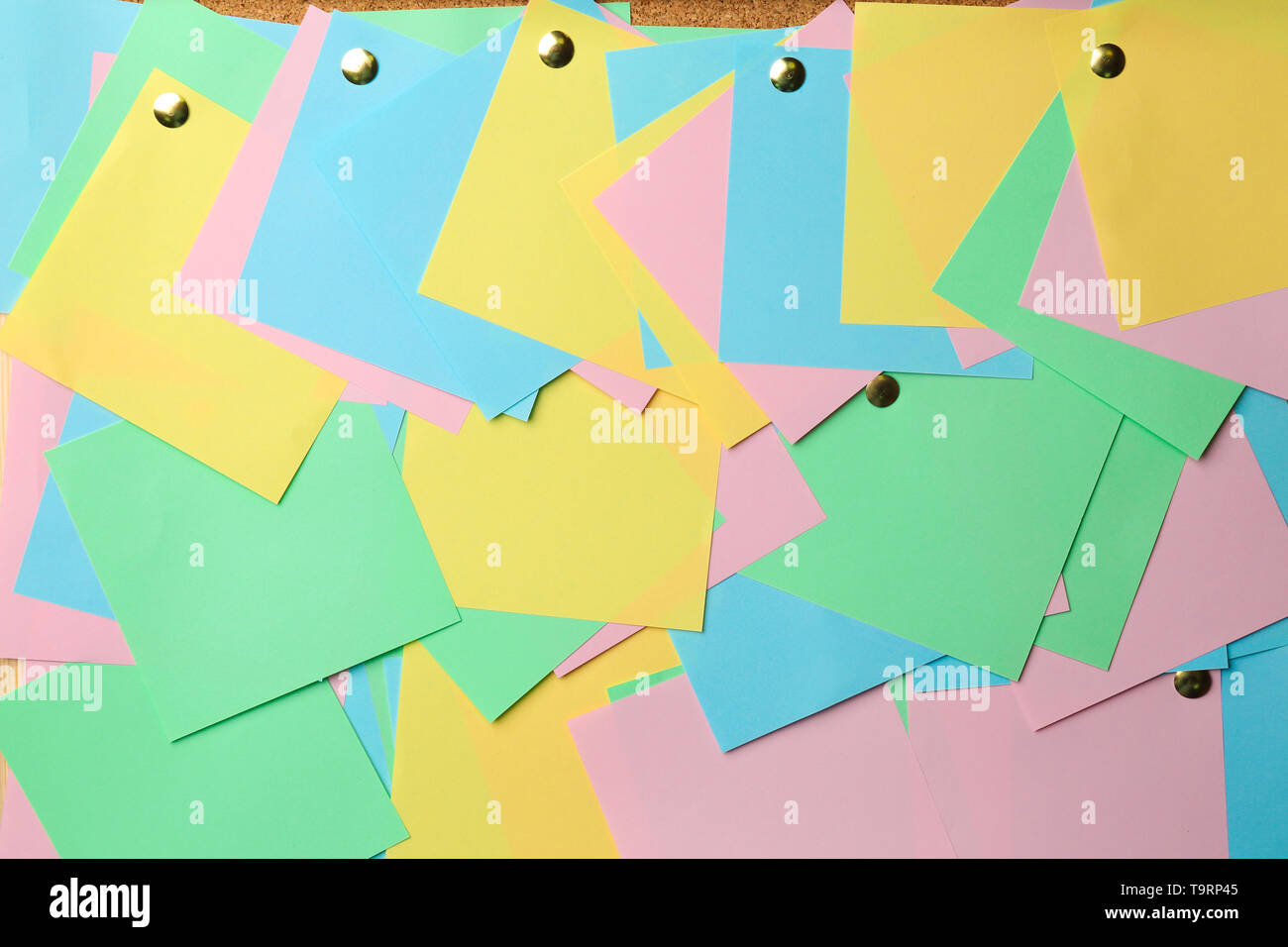 Blank paper stickers on task board Stock Photo - Alamy