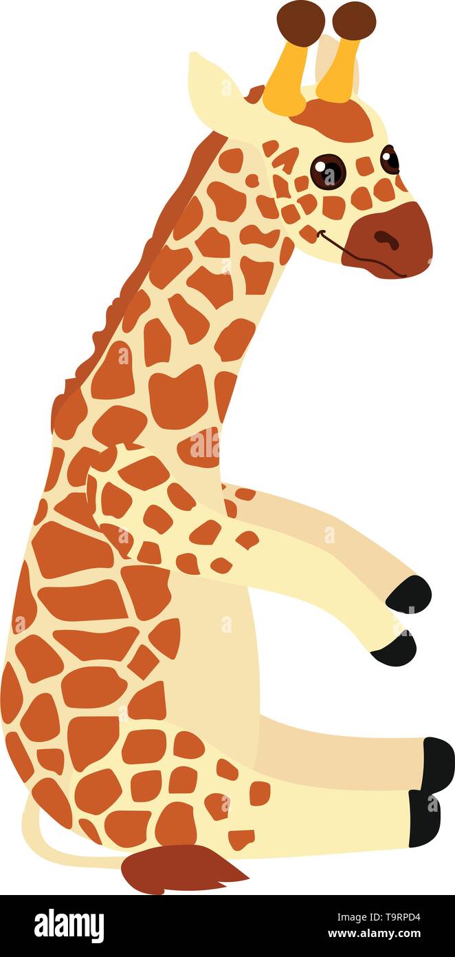 vector flat cartoon animal clip art sitting cute giraffe Stock Vector ...