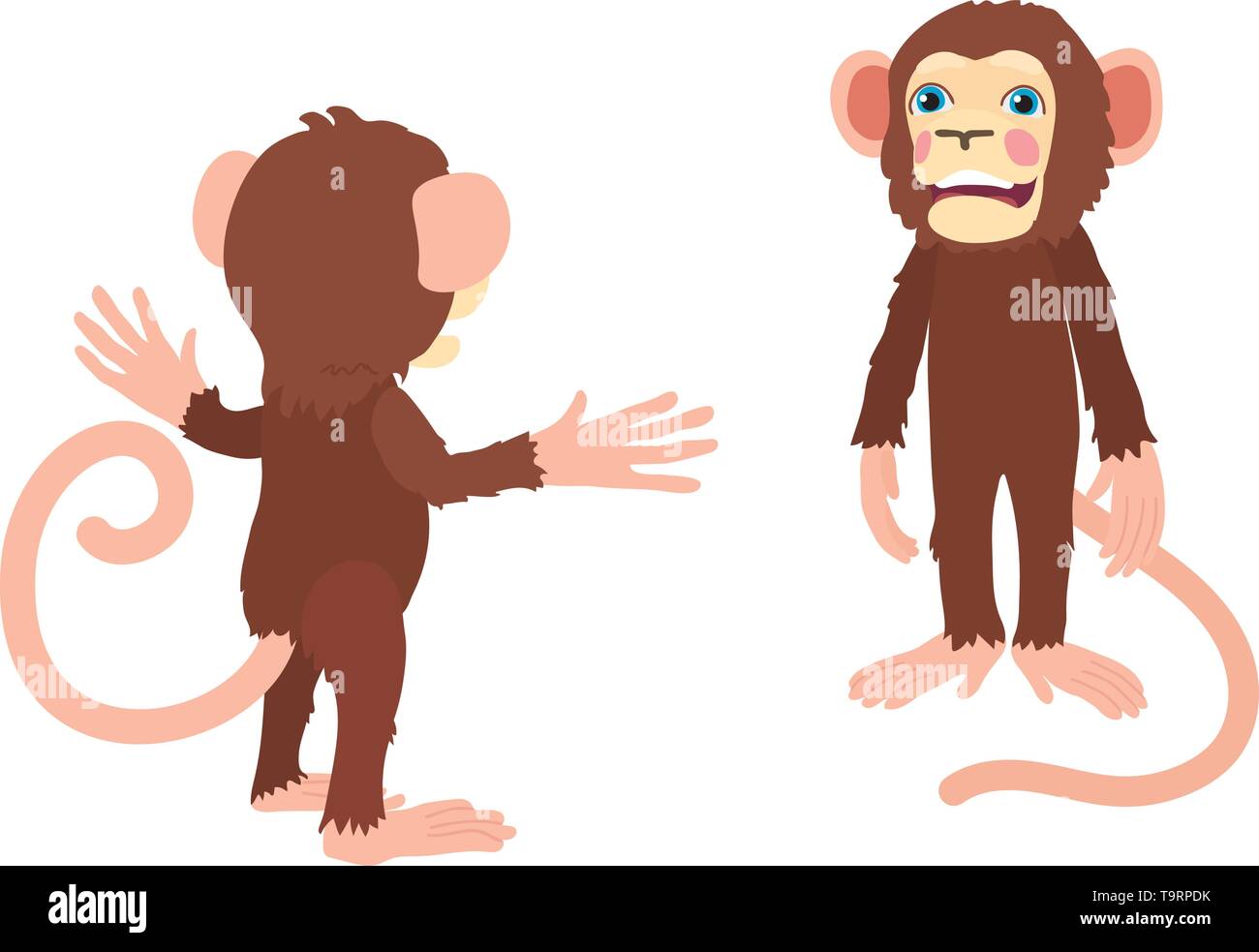 vector flat cartoon animal clip art chimp monkey Stock Vector Image ...