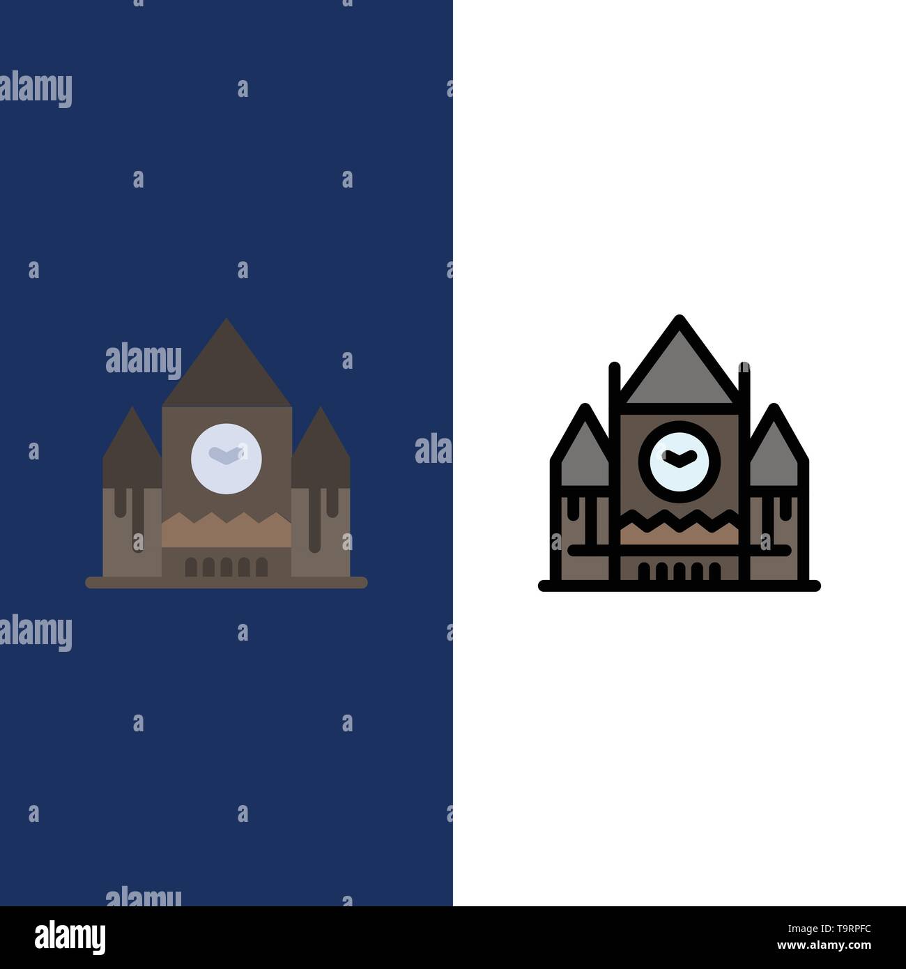 Canada, Centre Block, Government, Landmark Icons. Flat and Line Filled ...