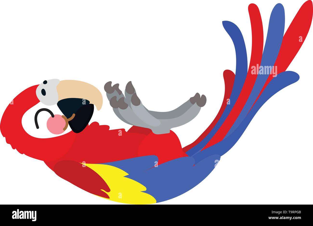 vector flat cartoon animal clip art ara parrot, macaw Stock Vector ...