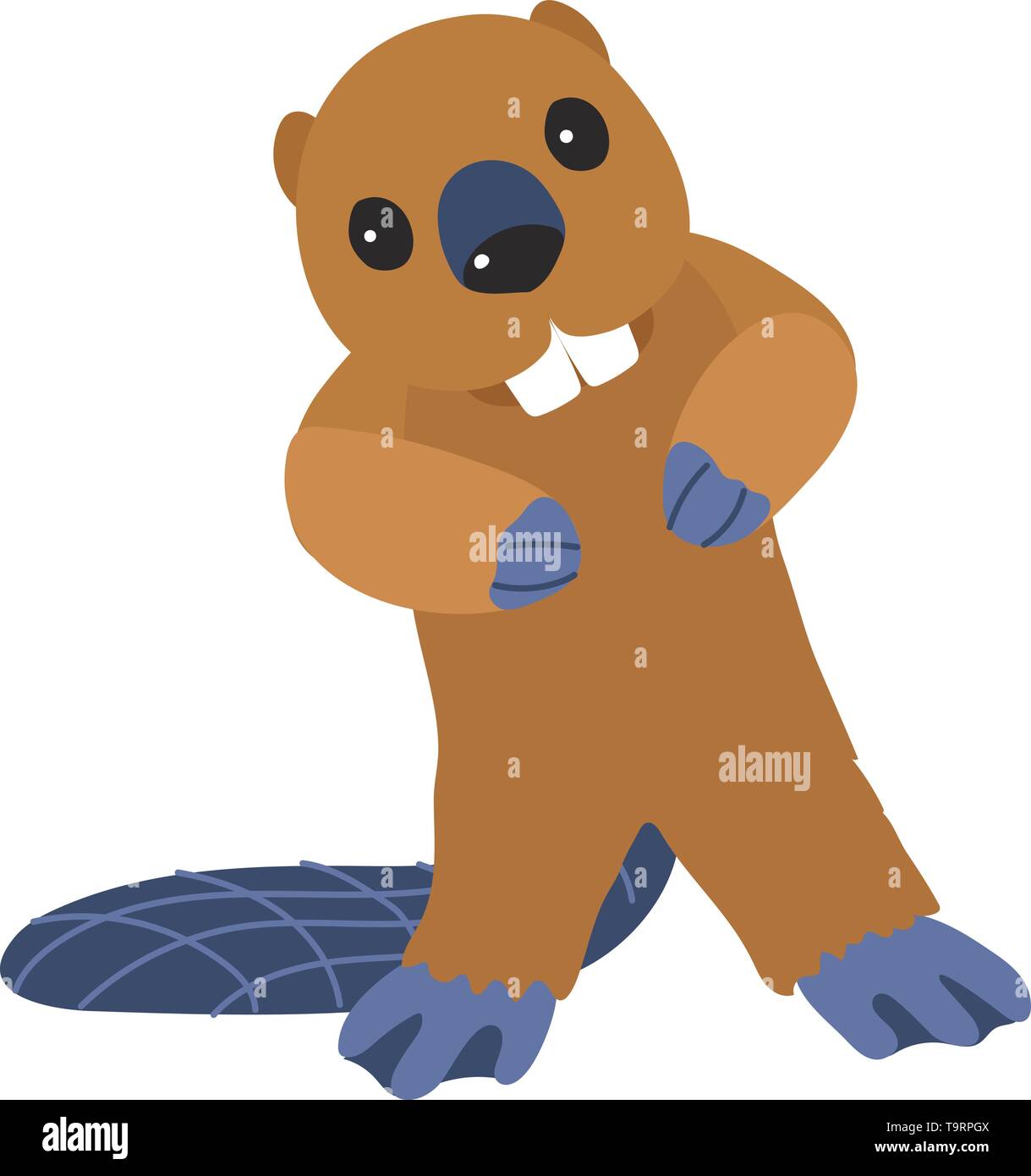 vector flat cartoon animal clip art little beaver Stock Vector Image ...