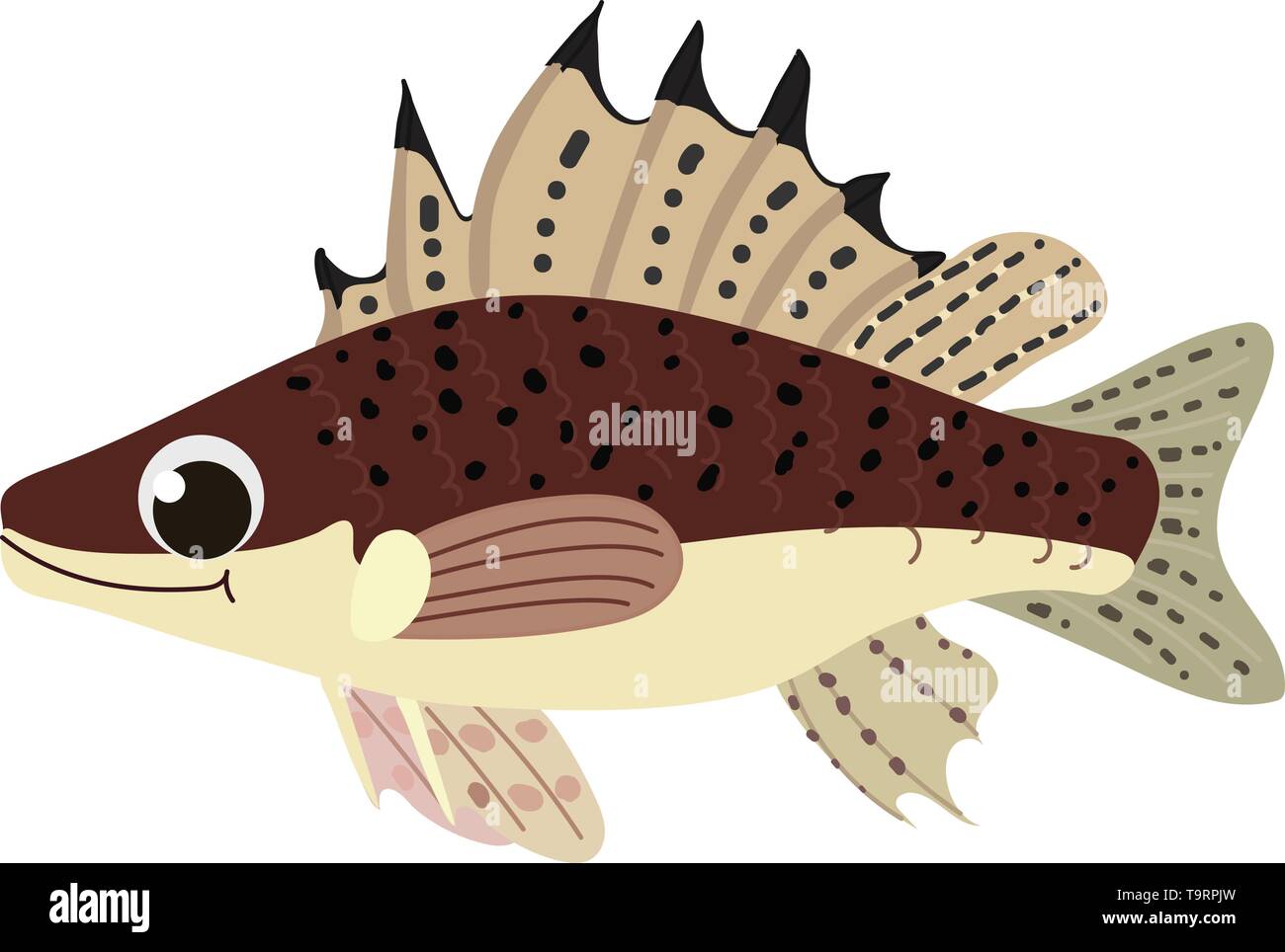 vector flat cartoon animal clip art ruff fish Stock Vector Image & Art ...