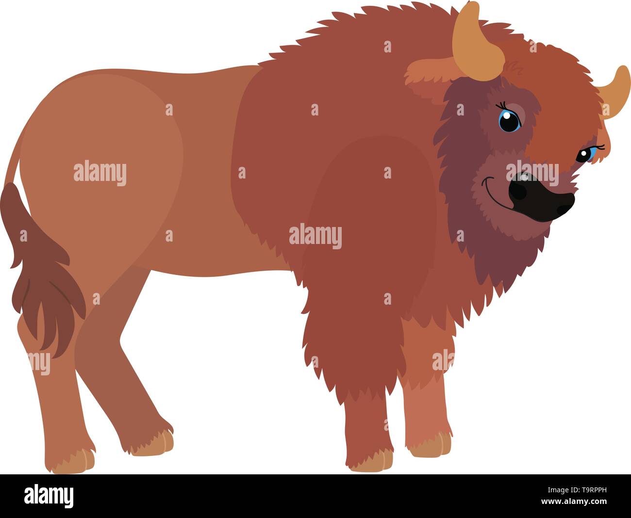 vector flat cartoon animal clip art bison, buffalo Stock Vector Image ...