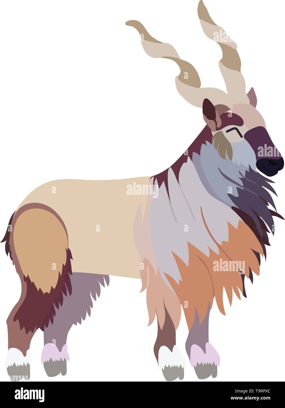 vector flat cartoon animal clip art cute markhor Stock Vector Image ...