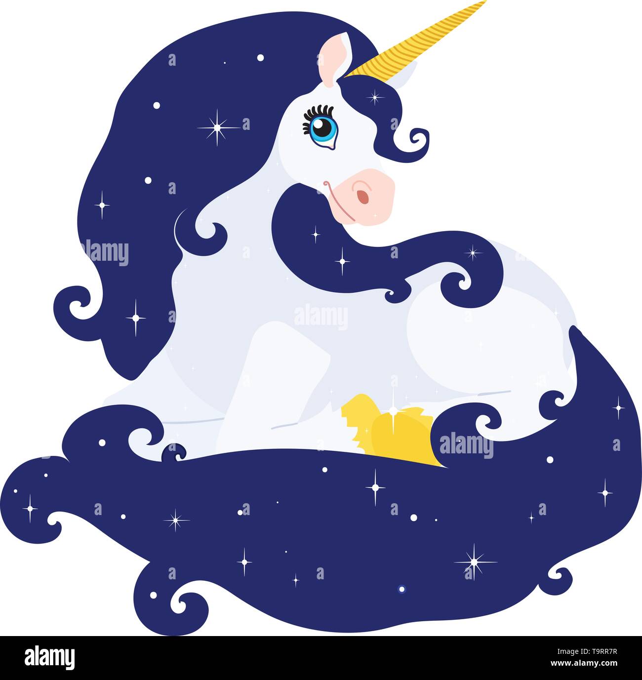 vector flat cartoon animal clip art magic unicorn Stock Vector Image ...