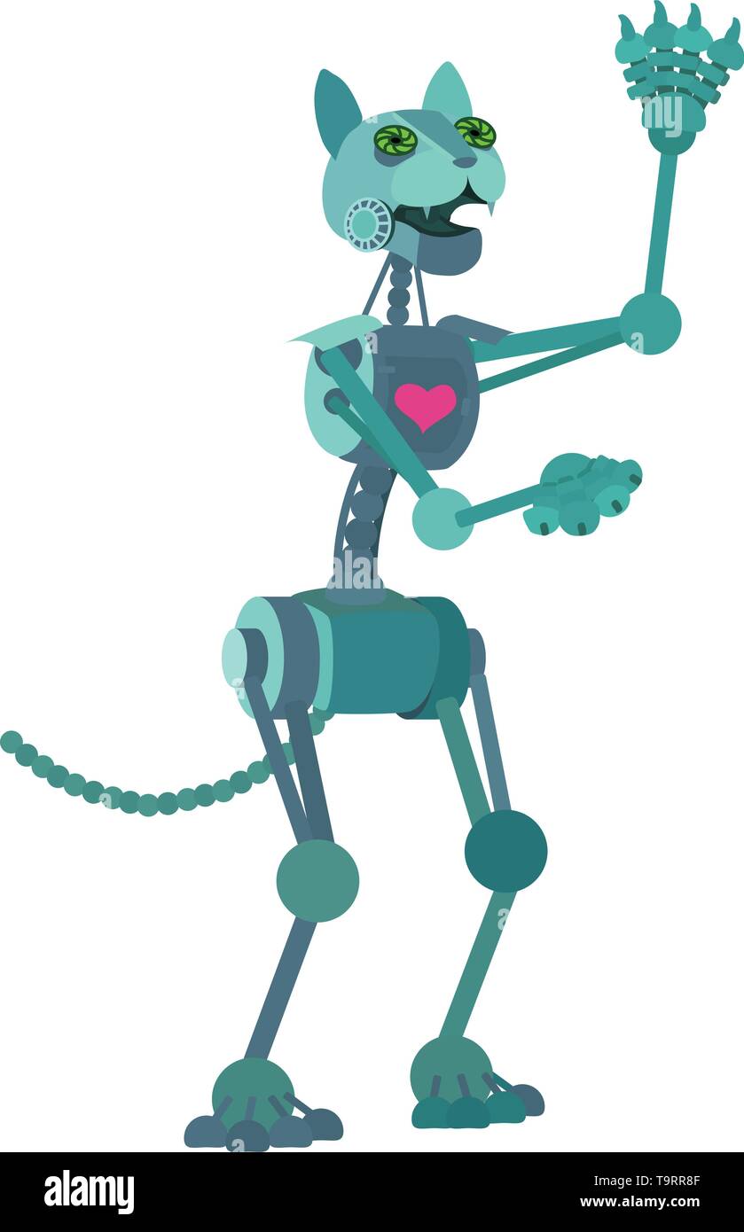 vector flat cartoon animal clip art Robot cat Stock Vector Image & Art ...