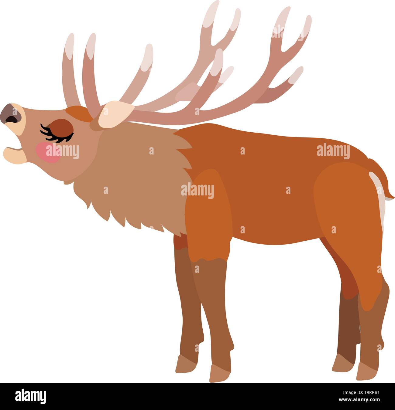 vector flat cartoon animal clip art horned Red deer Stock Vector Image ...
