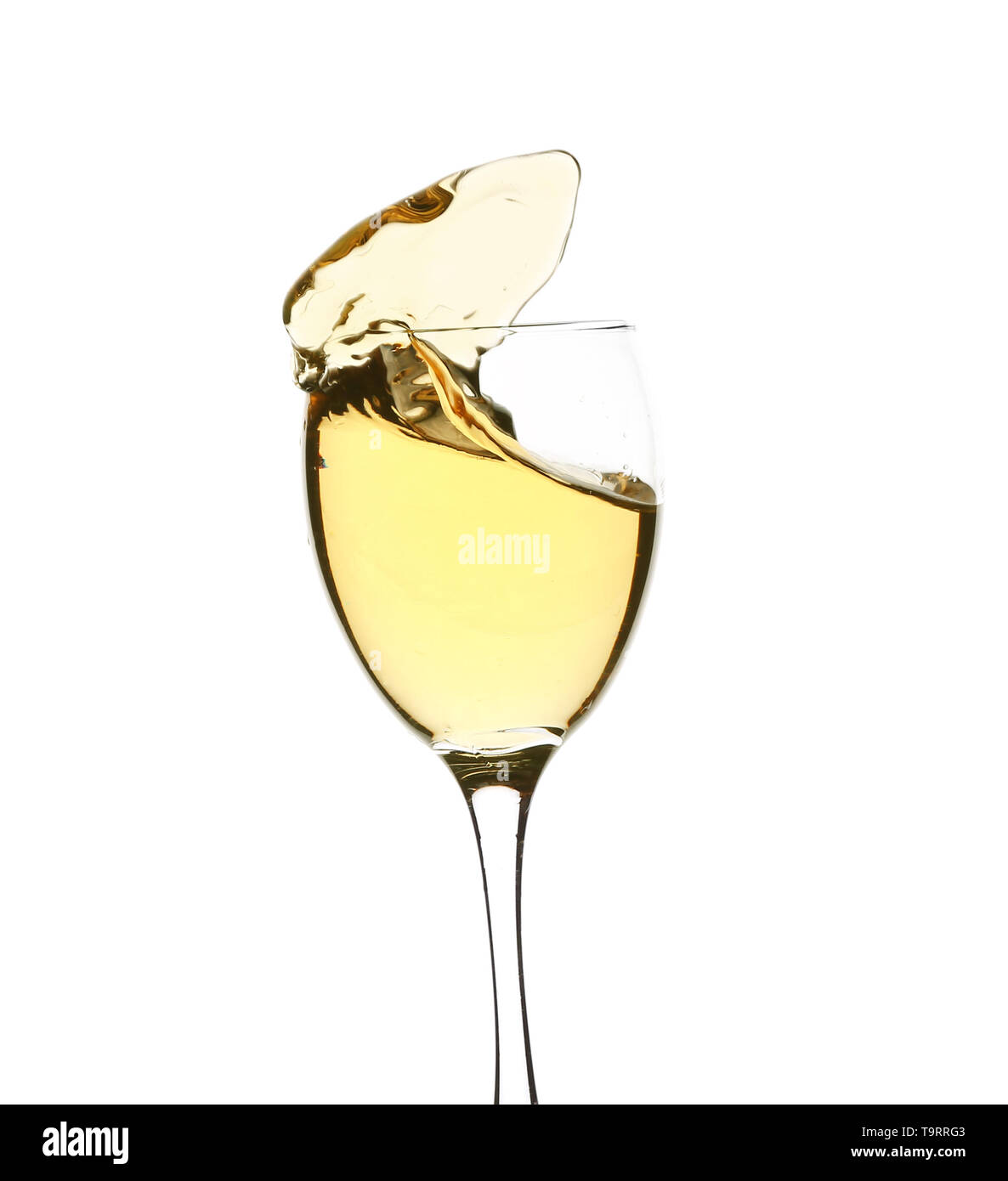 Glass with splashing wine on white background Stock Photo - Alamy
