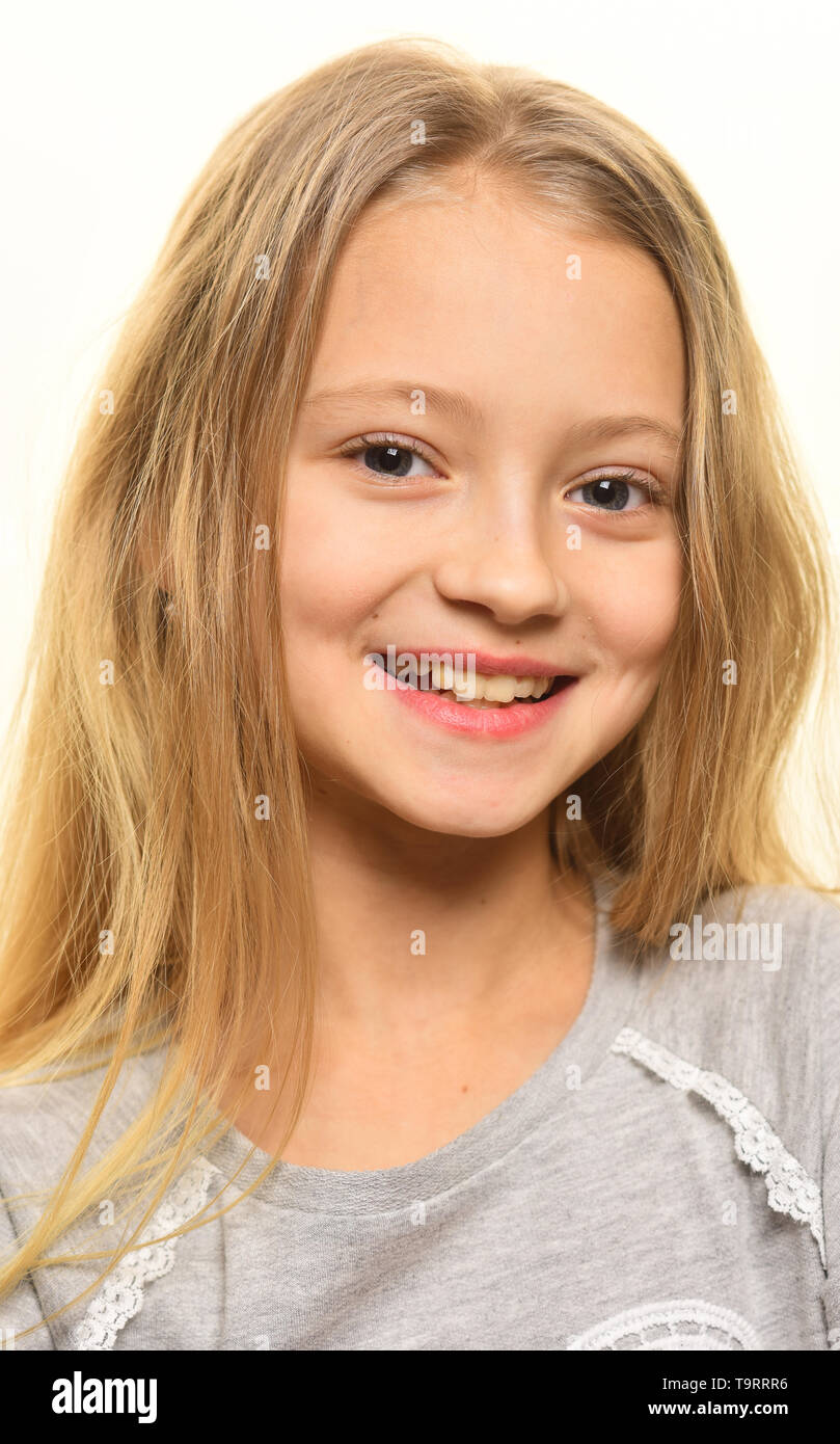 smile. happy smile of little girl. smile on face of small kid. smile ...