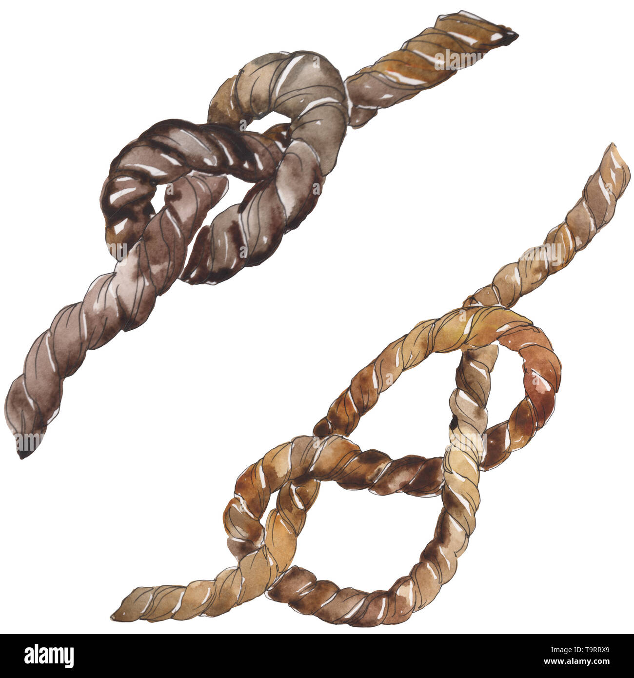 Set of sea rope nots. Watercolor background illustration set. Isolated ...