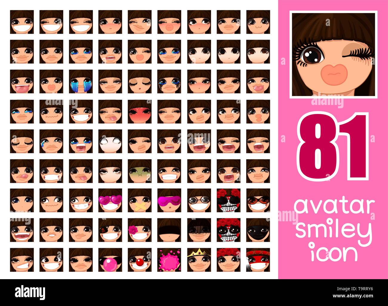vector SET-81 social media avatars for girl Stock Vector Image & Art ...