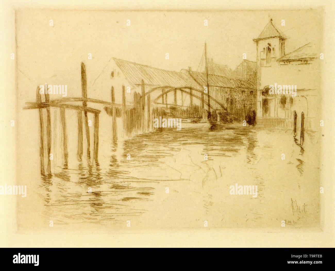John Henry Twachtman - dock newport c 1889 Stock Photo - Alamy