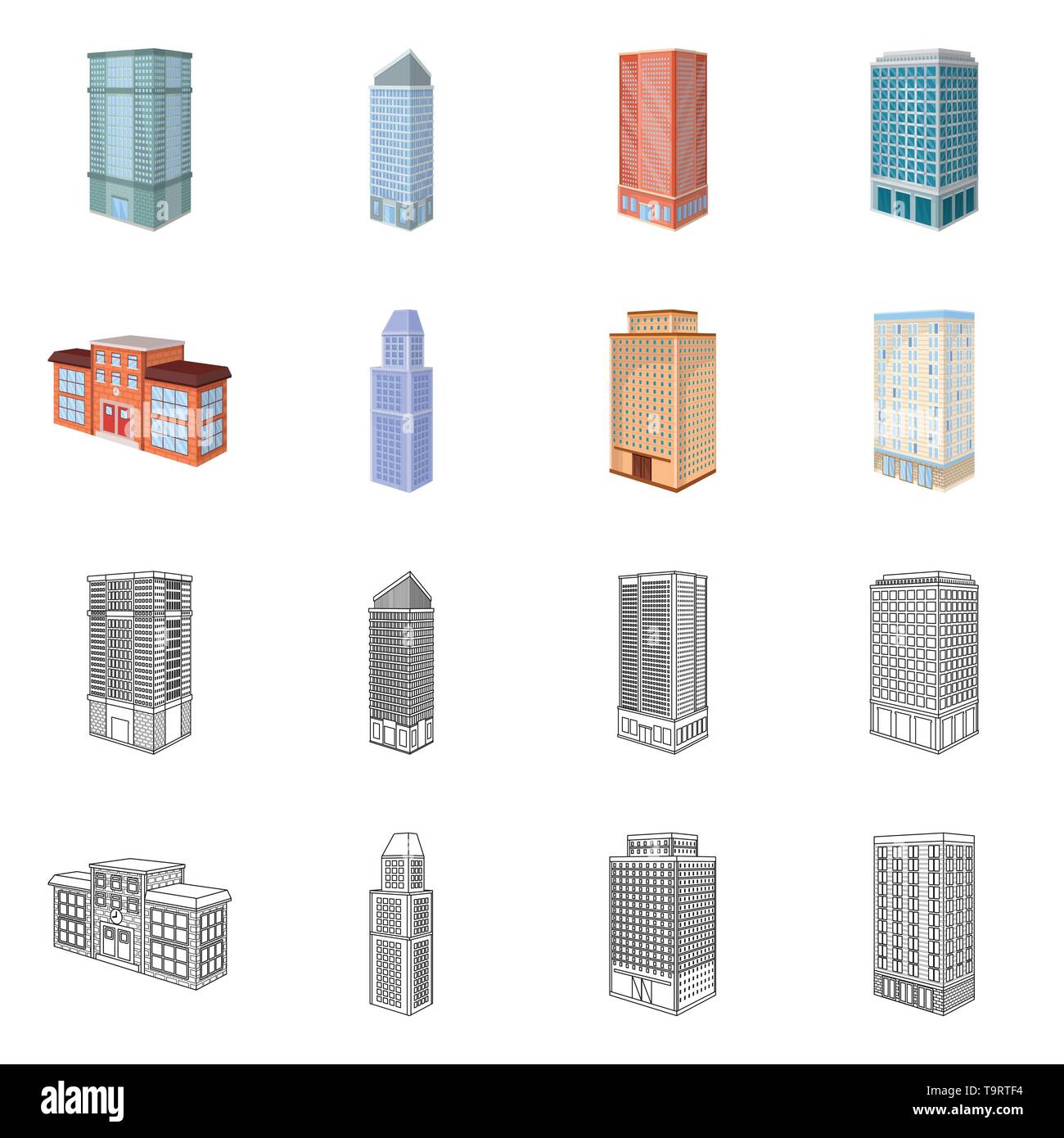 Vector illustration of construction and building symbol. Collection of ...