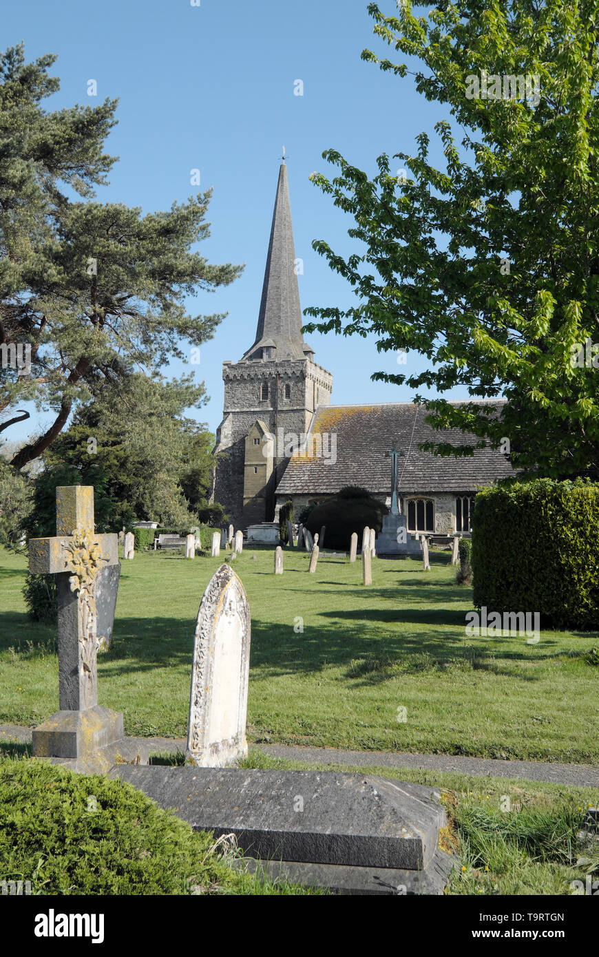 the parish church and graveyard in the west sussex village of cuckfield ...