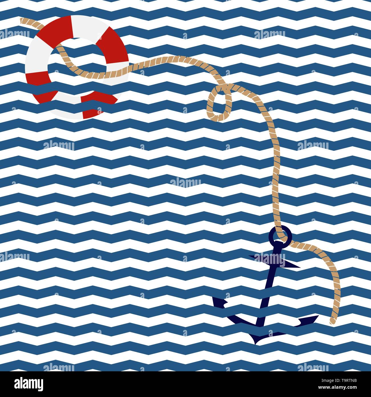 Teal And White Chevron Anchor