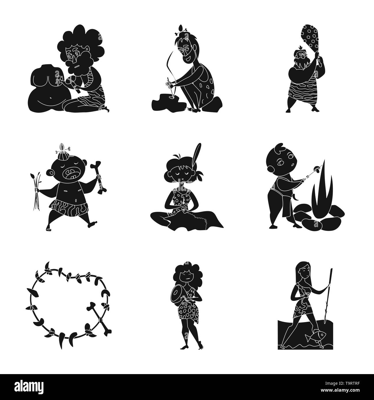 Vector design of sapiens and development icon. Set of sapiens and age ...