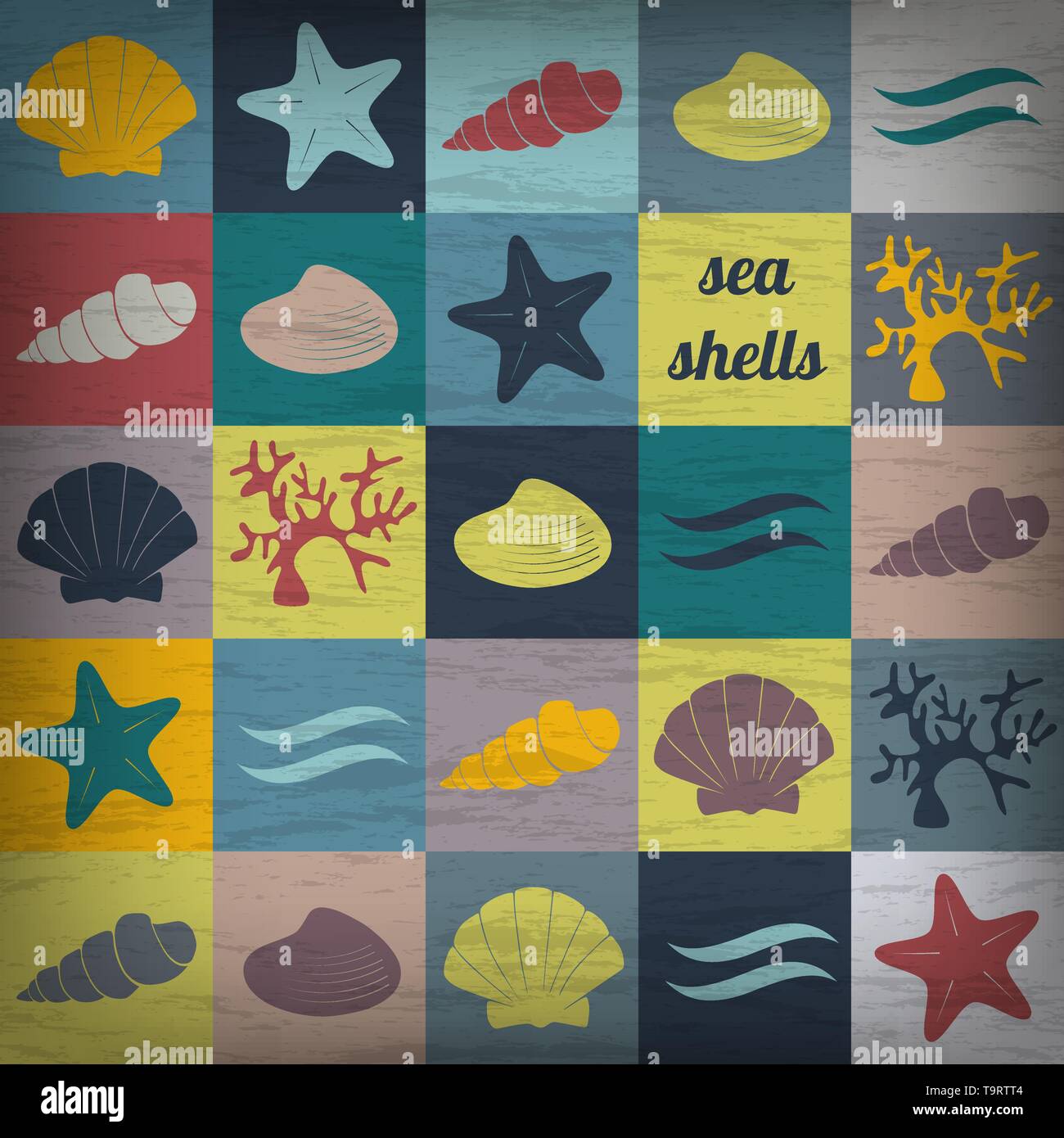 Card hand drawn shells Stock Vector Images - Alamy