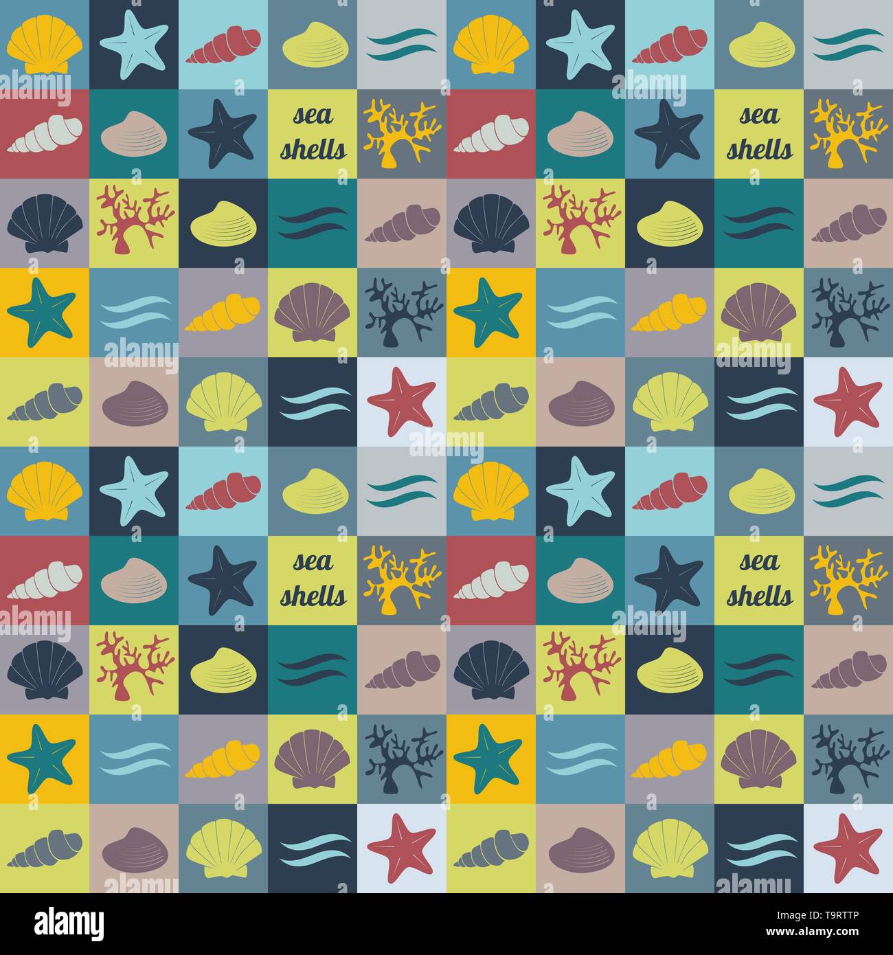 vintage seamless seashells wallpaper with hand drawn elements vector ...