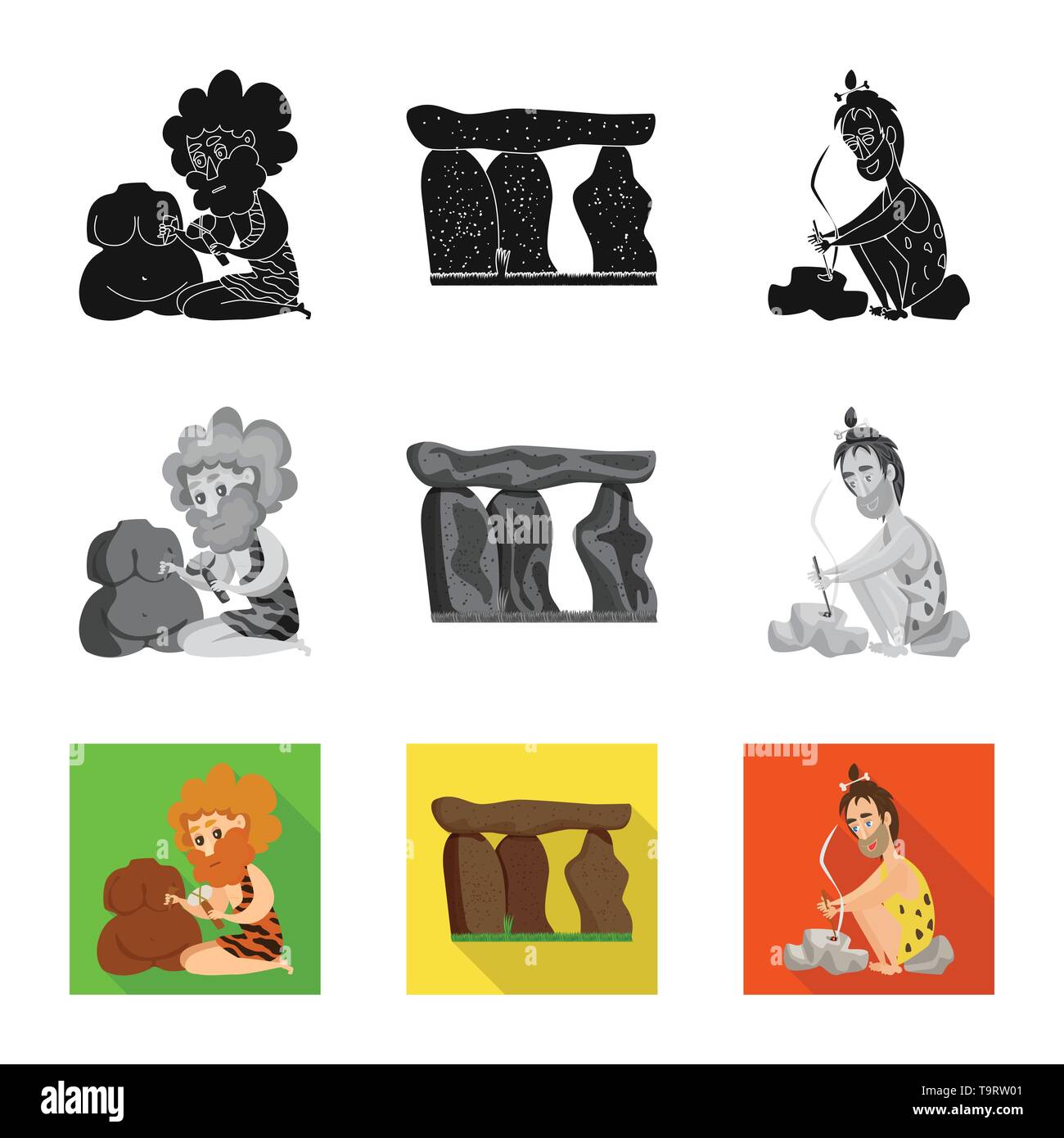 Vector illustration of evolution and prehistory icon. Collection of ...