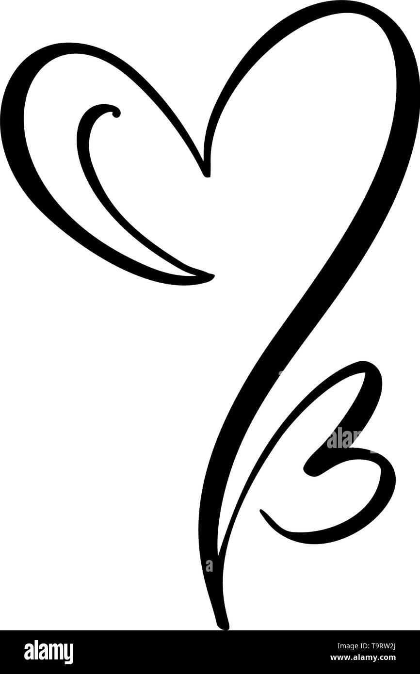 Hand drawn two Heart love sign. Romantic calligraphy vector of ...