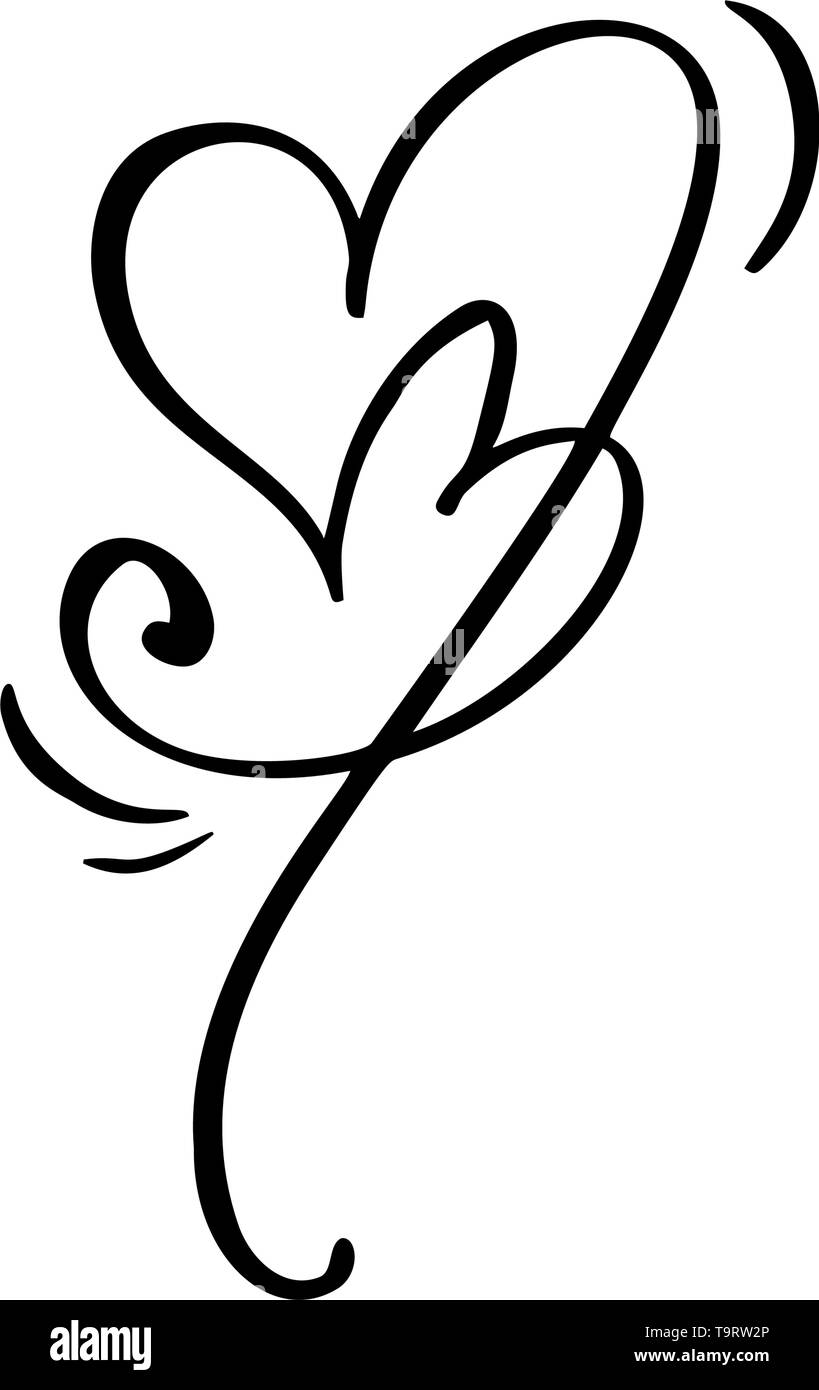 Hand drawn two Heart love sign. Romantic calligraphy vector of ...