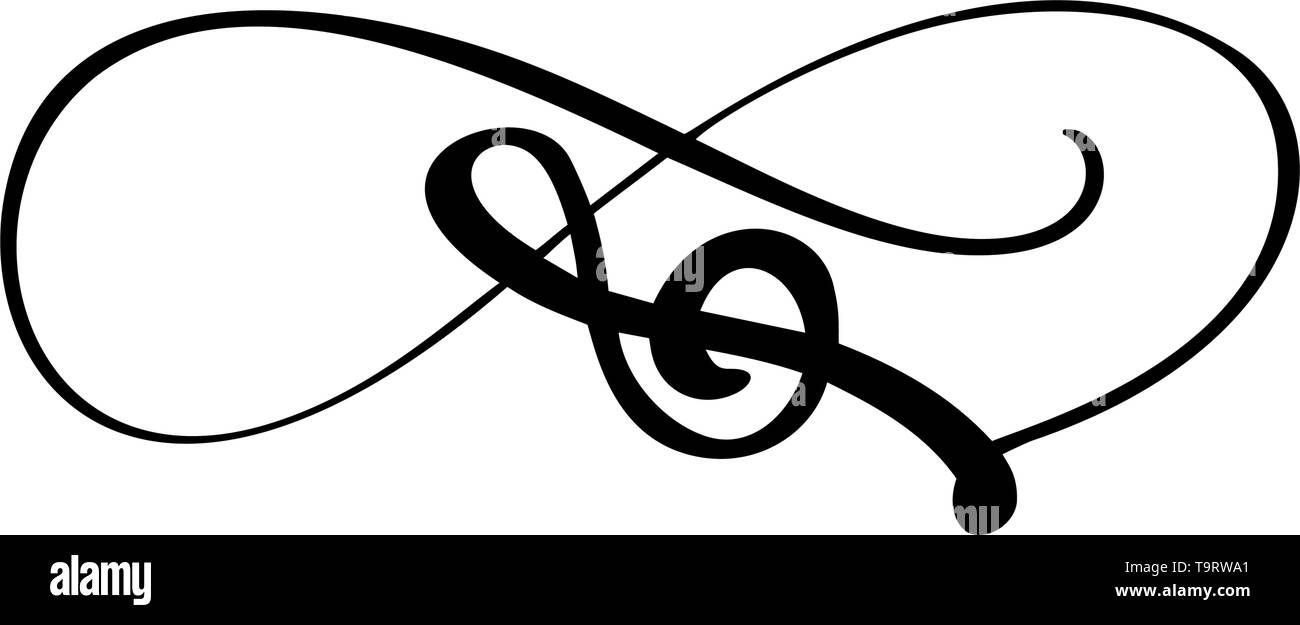 Music key and infiniti abstract hand drawn vector logo and icon ...