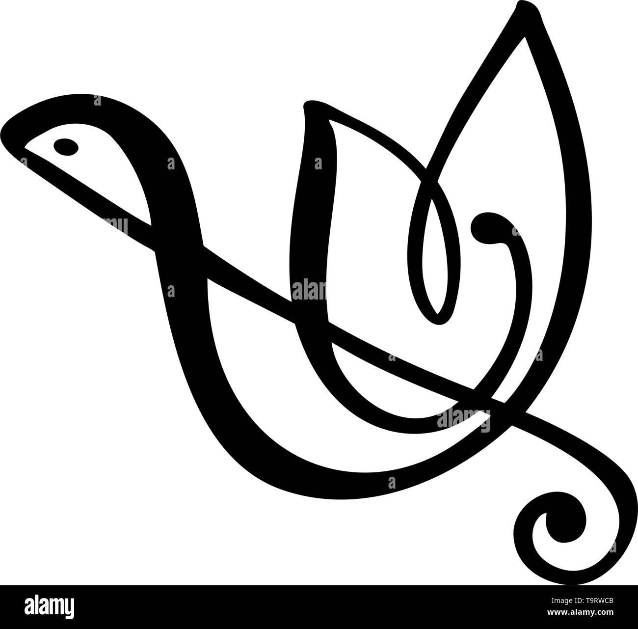 Hand drawn Love Music vector Logo treble clef and bird. Isolated on the ...