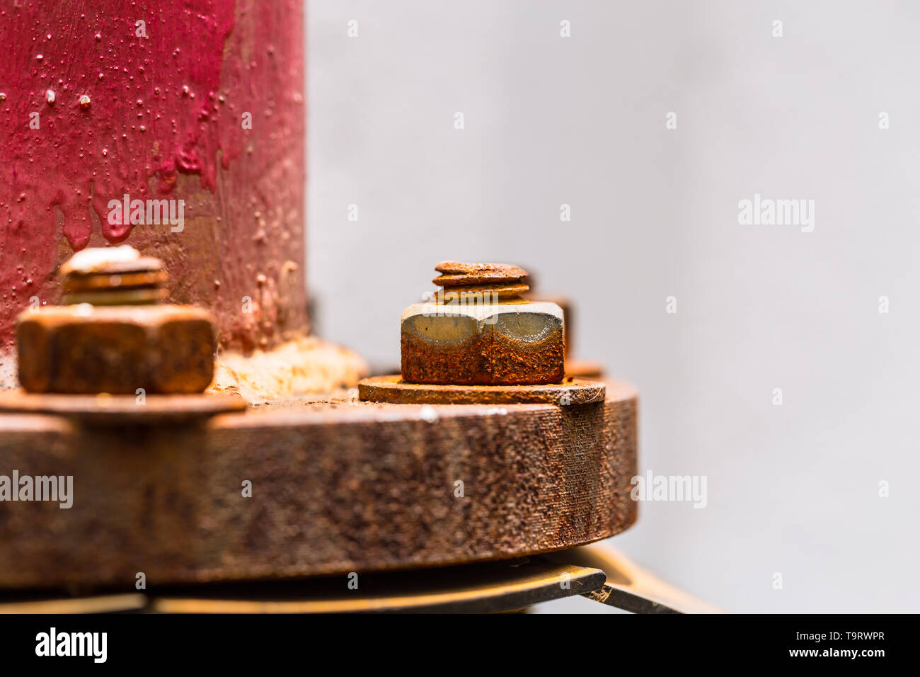 Rusty Steel Water Pipe Connector Nut and Bolt closeup macro high detail ...