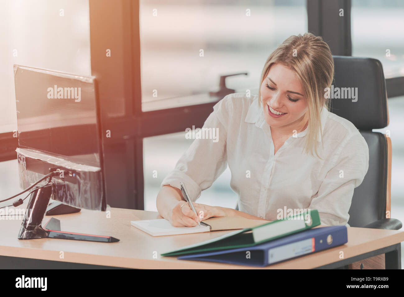 Happy Smile Young Busy Businessgirl Working Busy in Office,Receptionist ...