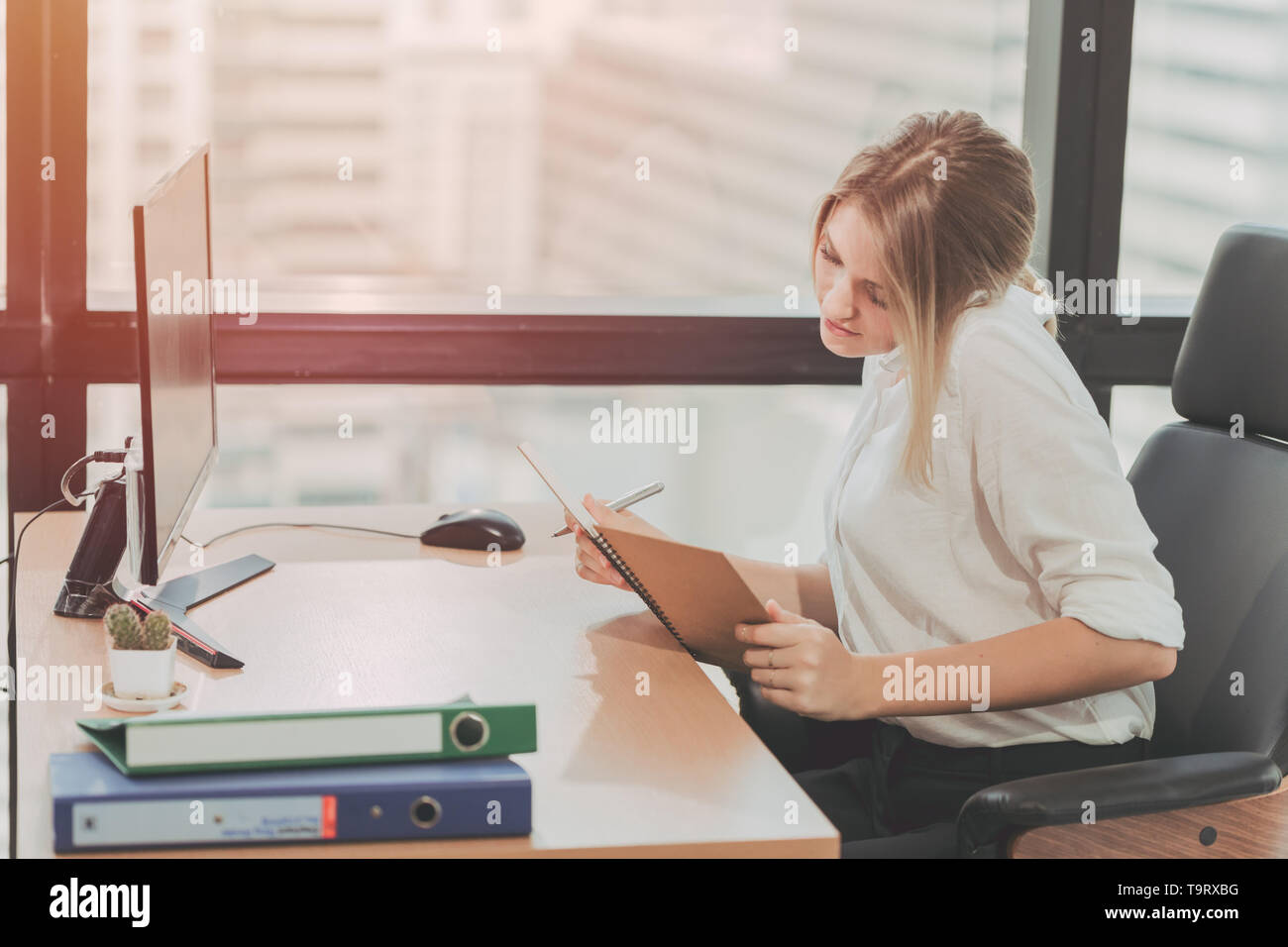 Young Busy Businessgirl Working Busy in Office,Receptionist and ...