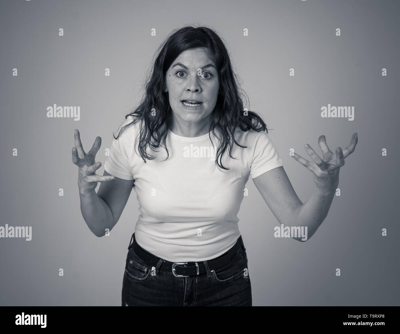 Facial expressions and emotions. Portrait of Young attractive caucasian ...