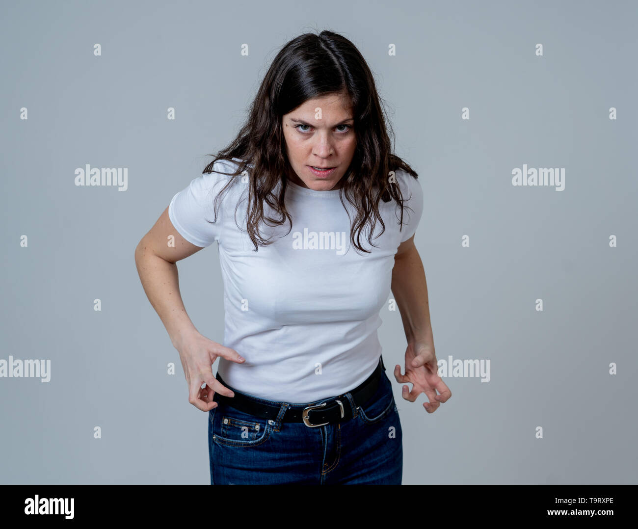 Facial expressions and emotions. Portrait of Young attractive caucasian ...