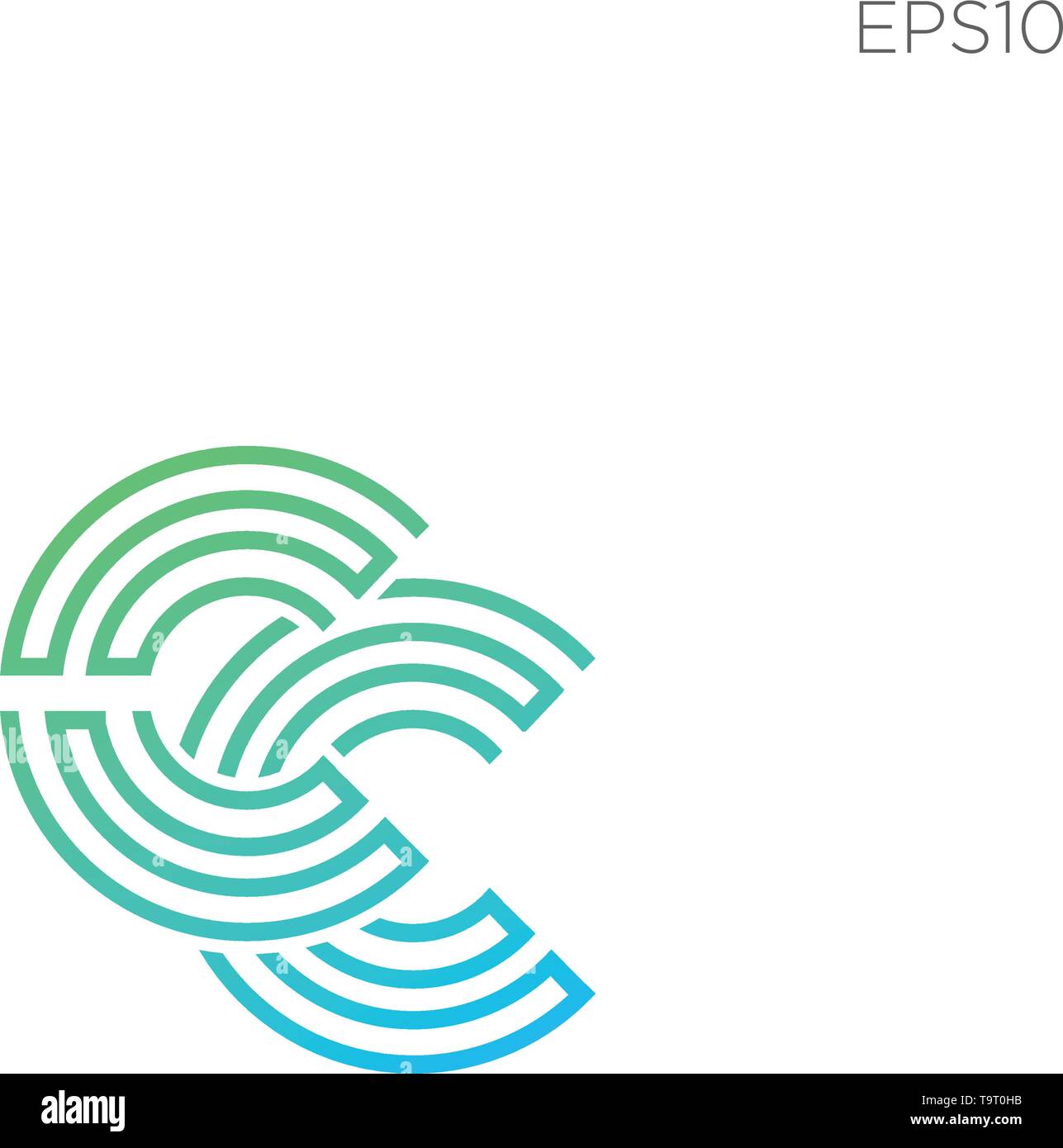 monogram initial c, c logo template black color vector illustration ...