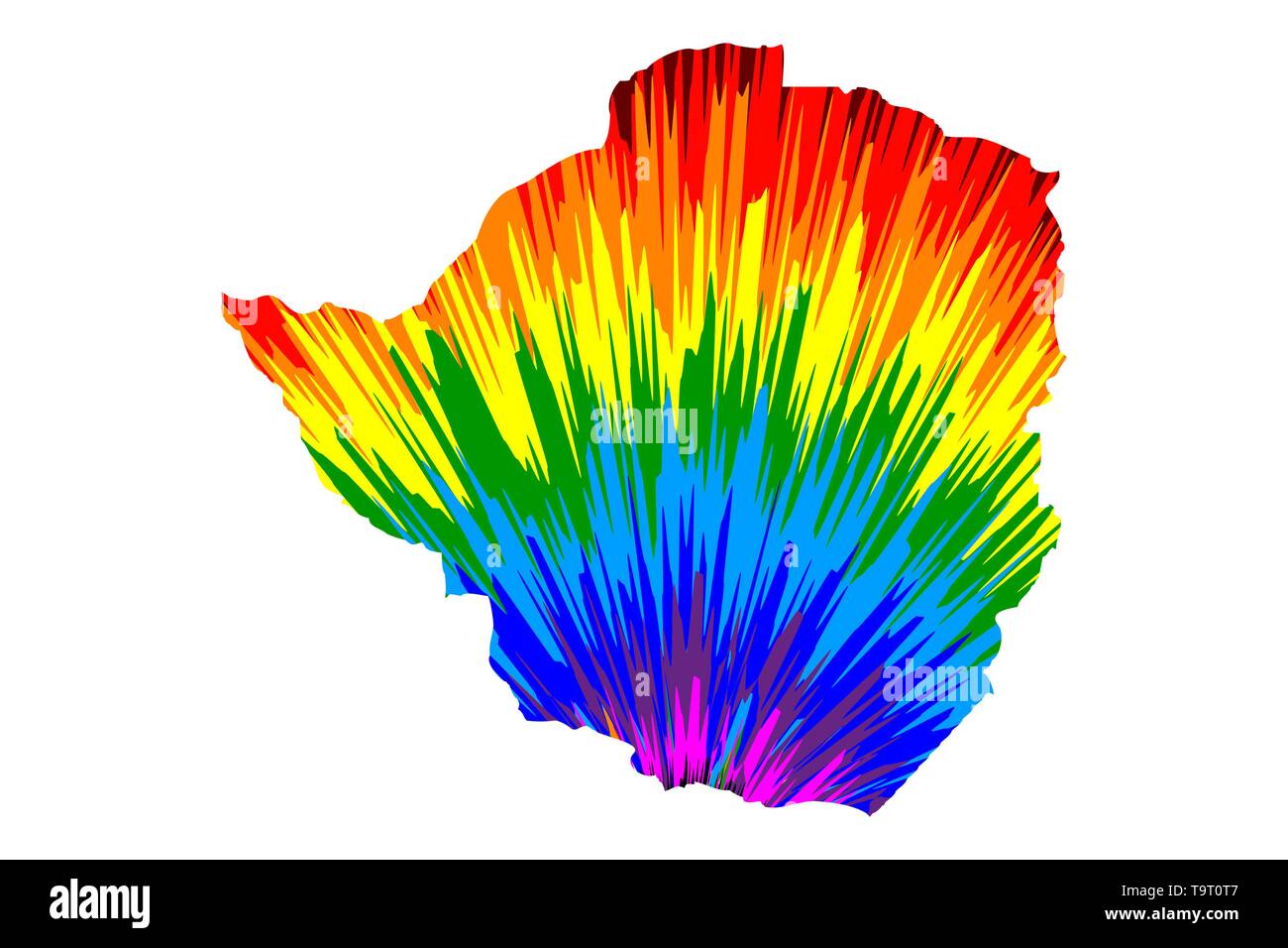 Zimbabwe Map Is Designed Rainbow Abstract Colorful Pattern Republic