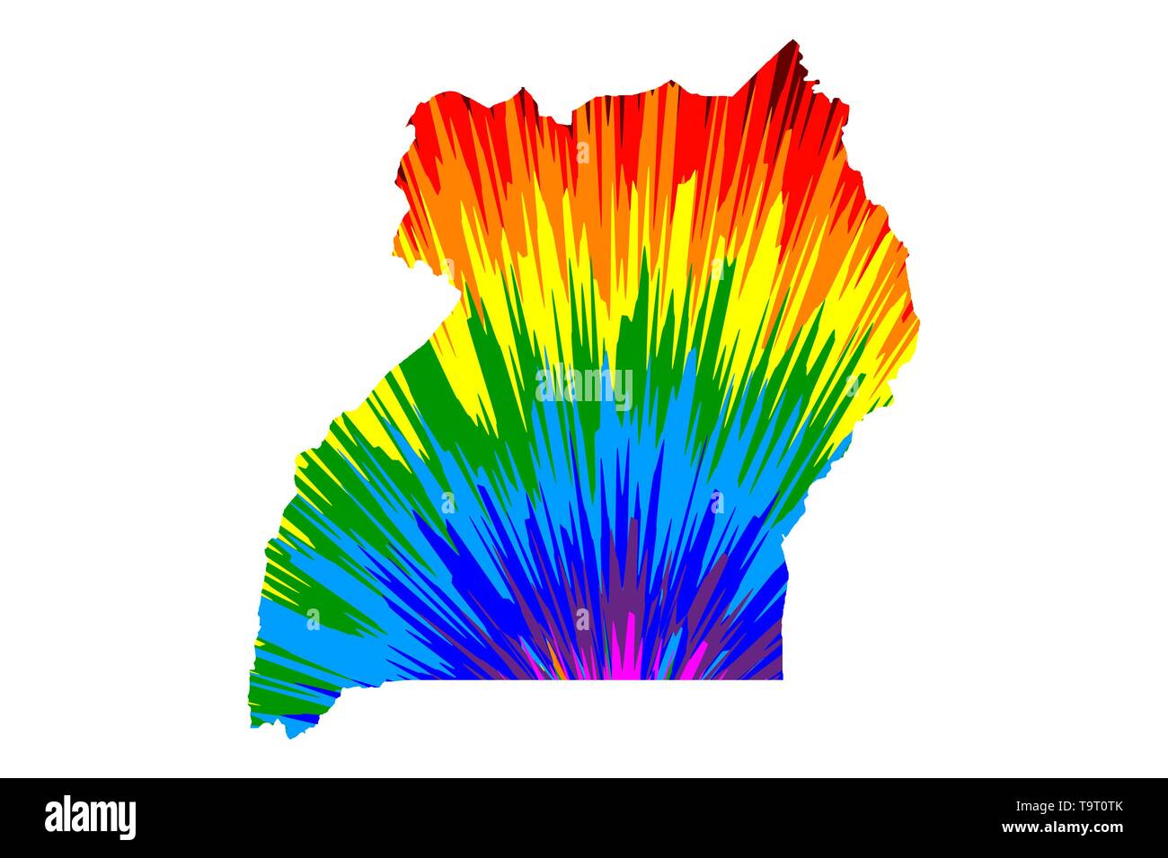 Uganda - map is designed rainbow abstract colorful pattern, Republic of ...
